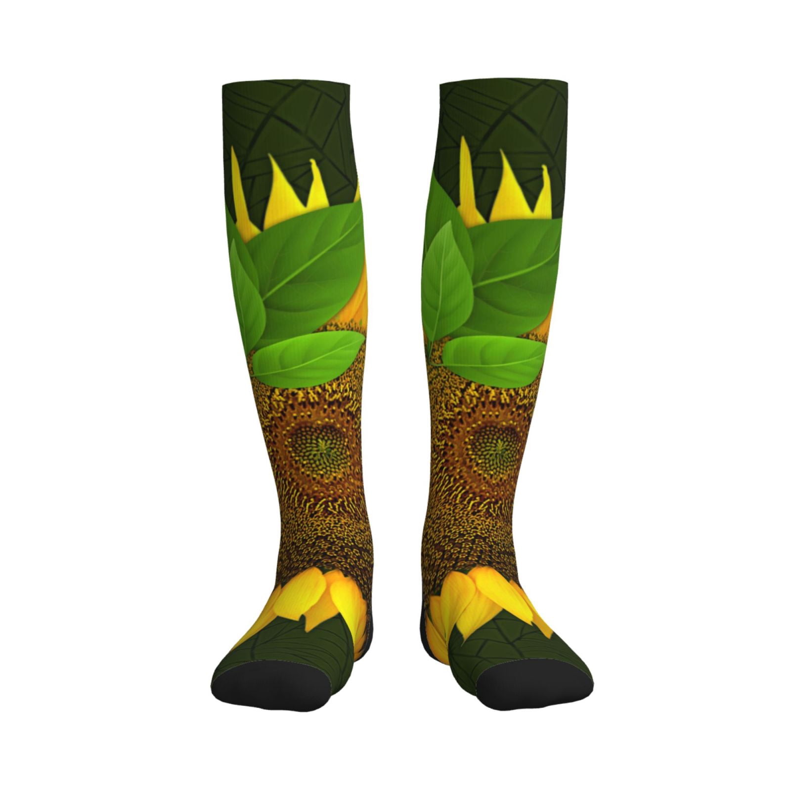 Honeii Sunflower3 Print Sports Compression Socks,Running Crew Socks ...