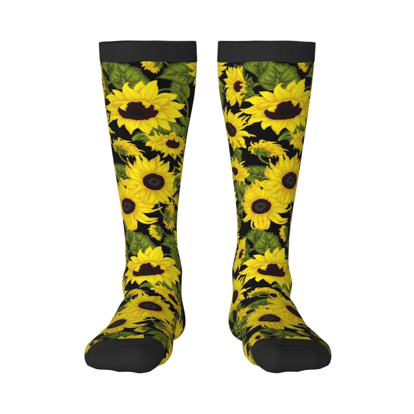 Honeii Sunflowers In Vintage Print Long Socks,Novelty Design Socks Gift ...