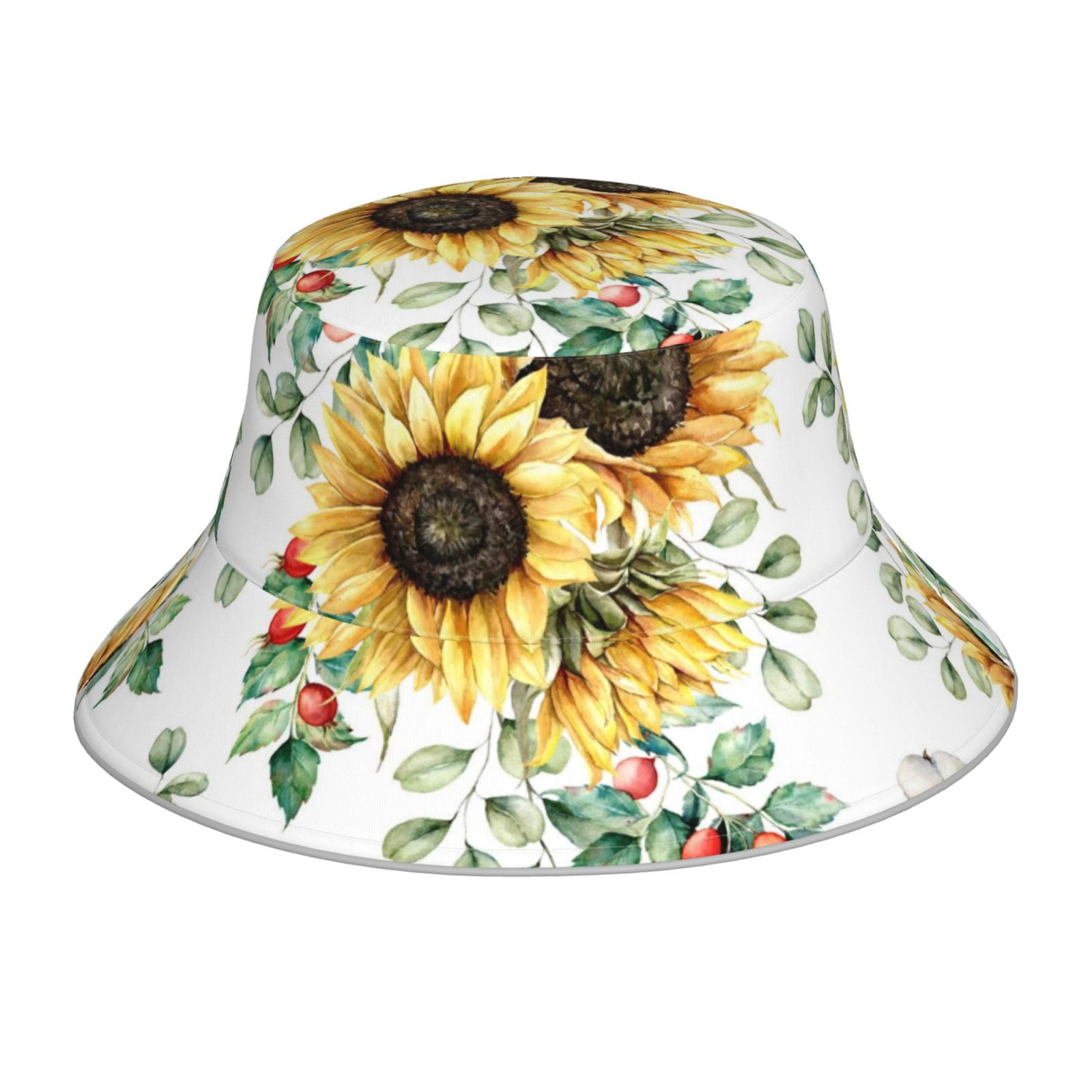 Honeii Sunflowers Leaves And Birds for Unisex Bucket Hat Waterproof ...