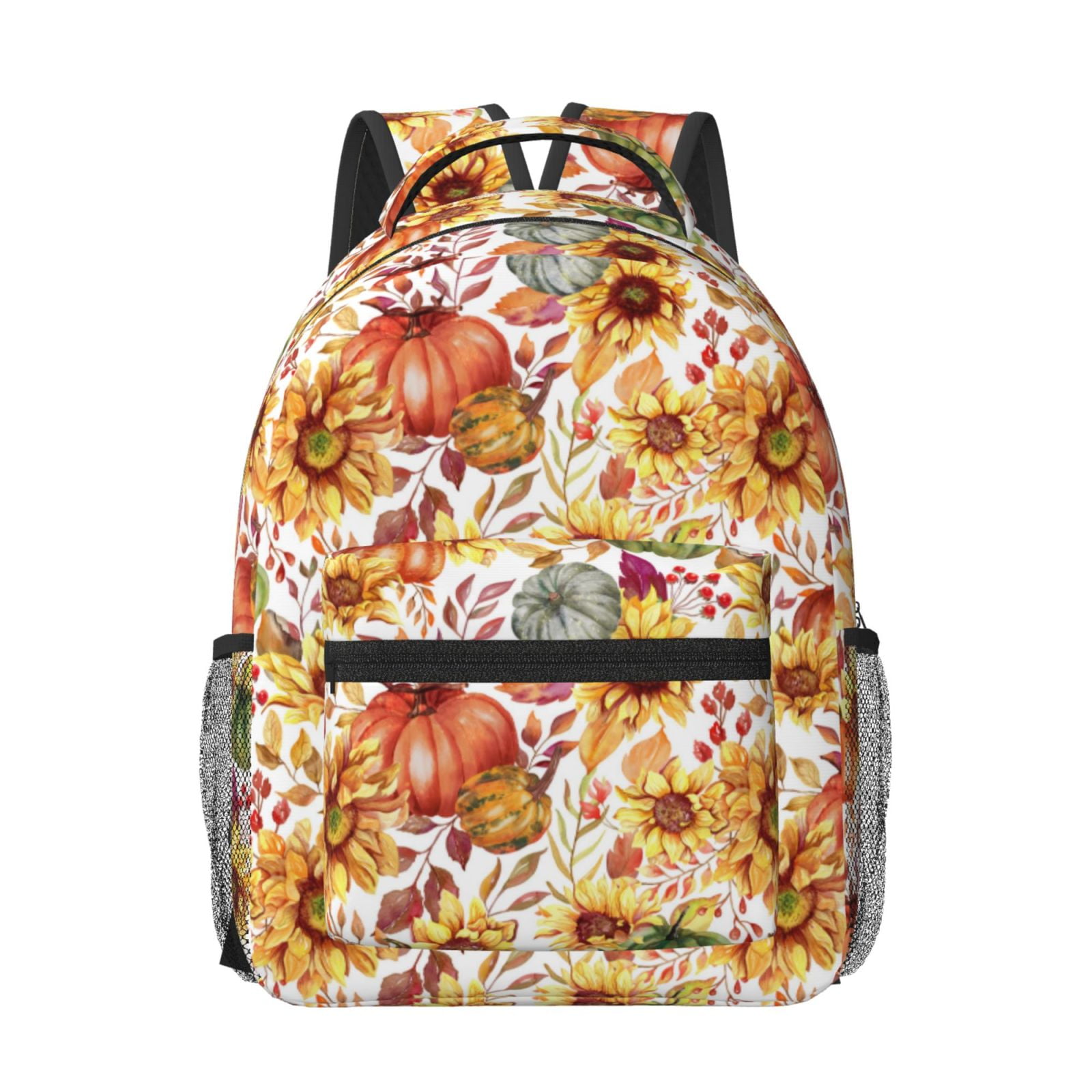 Honeii Sunflowers Pumpkins And Autumn Leaves Print Backpack for School ...