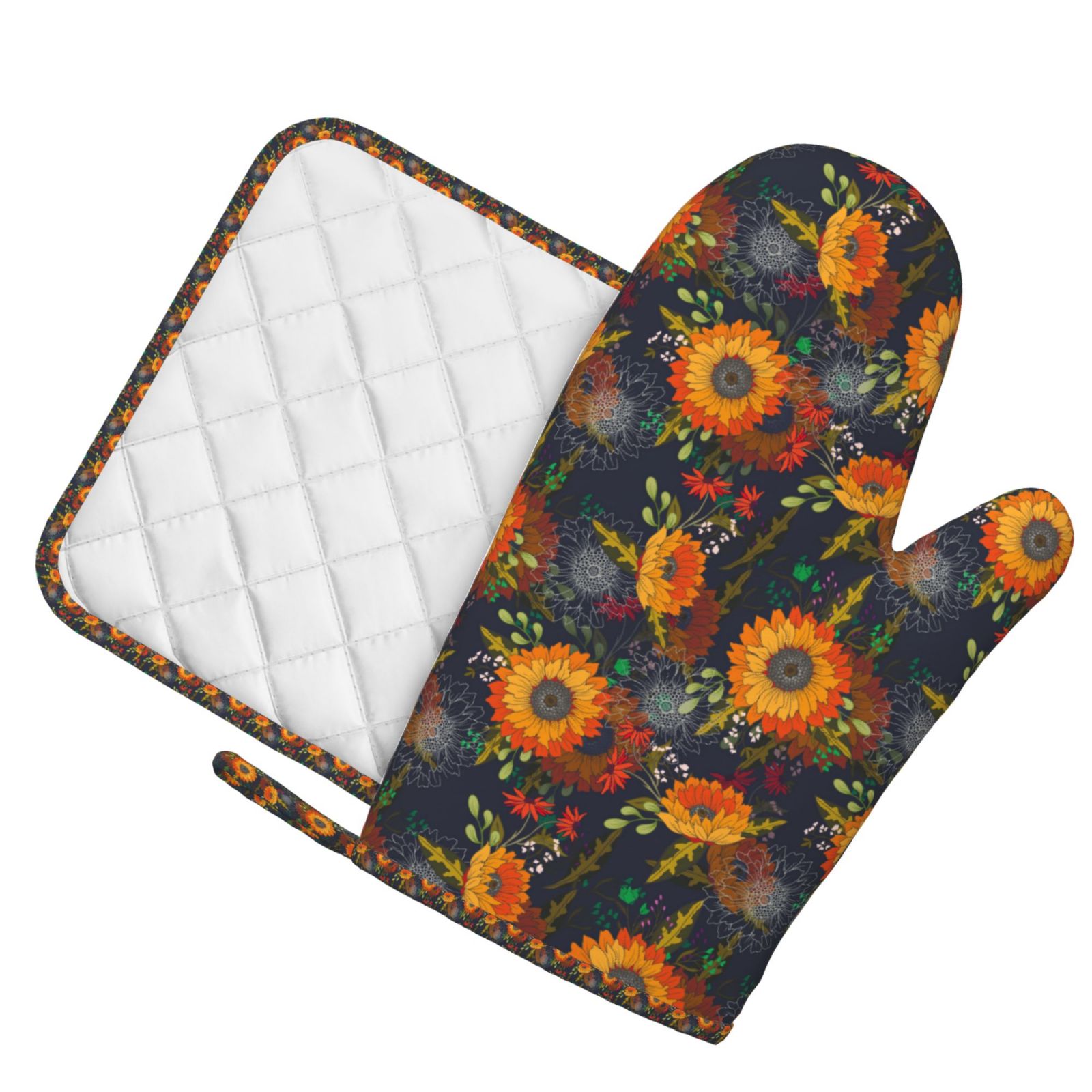 Honeii Sunflowers patten Oven Mitts and Pot Holders Sets, Baker Oven ...