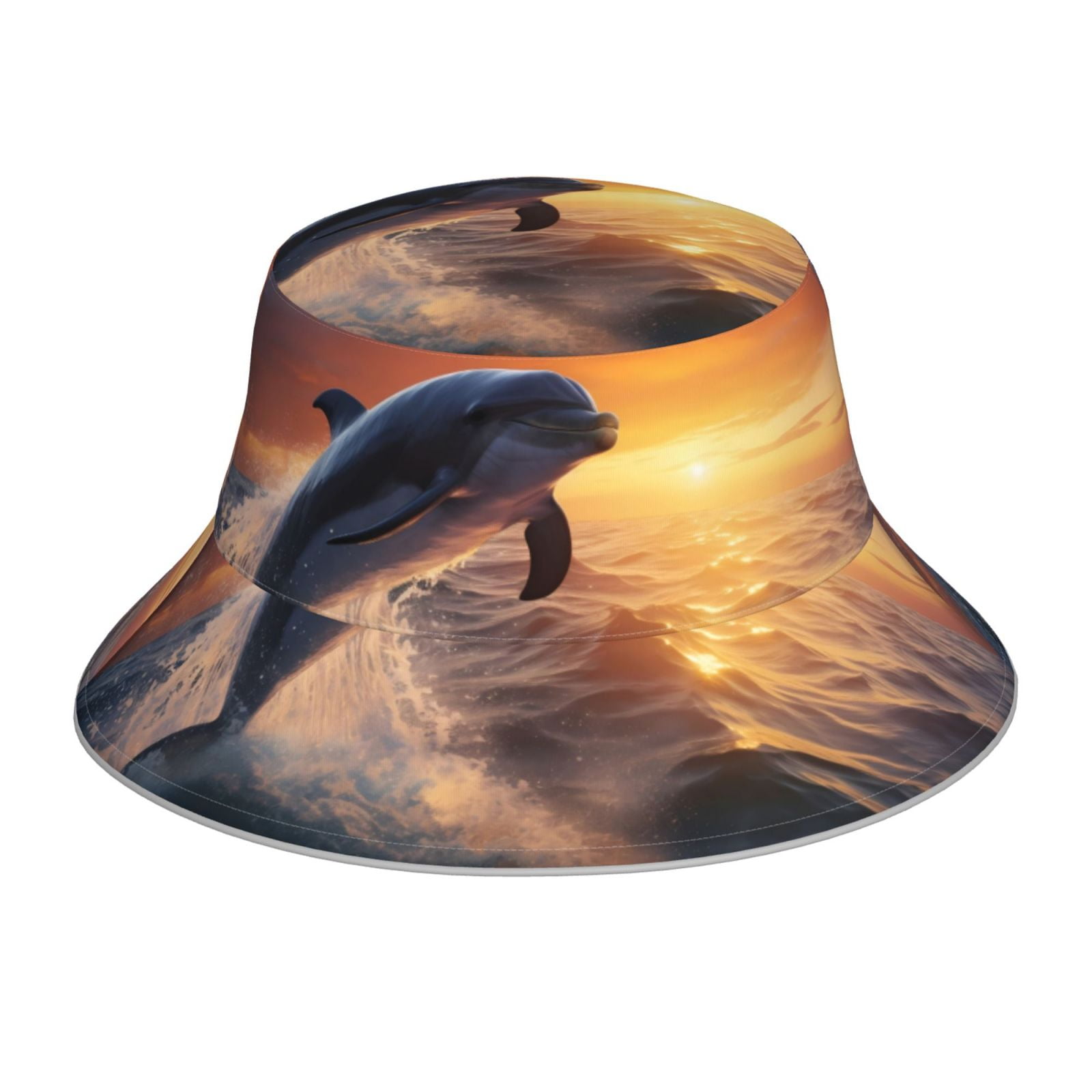 Honeii Sunset Dancing Dolphin for Unisex Bucket Hat Waterproof Rain Hat ...