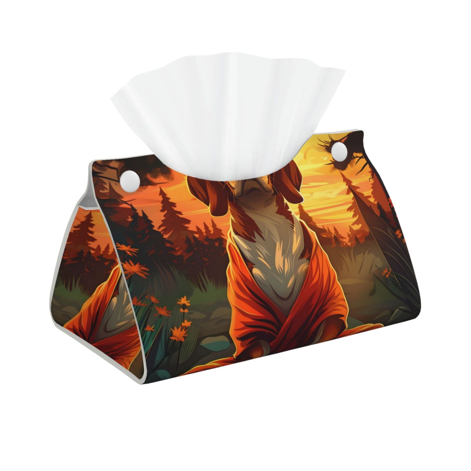 Honeii Sunset Meditating Dog for Tissue Box Cover/Holder - Covers ...