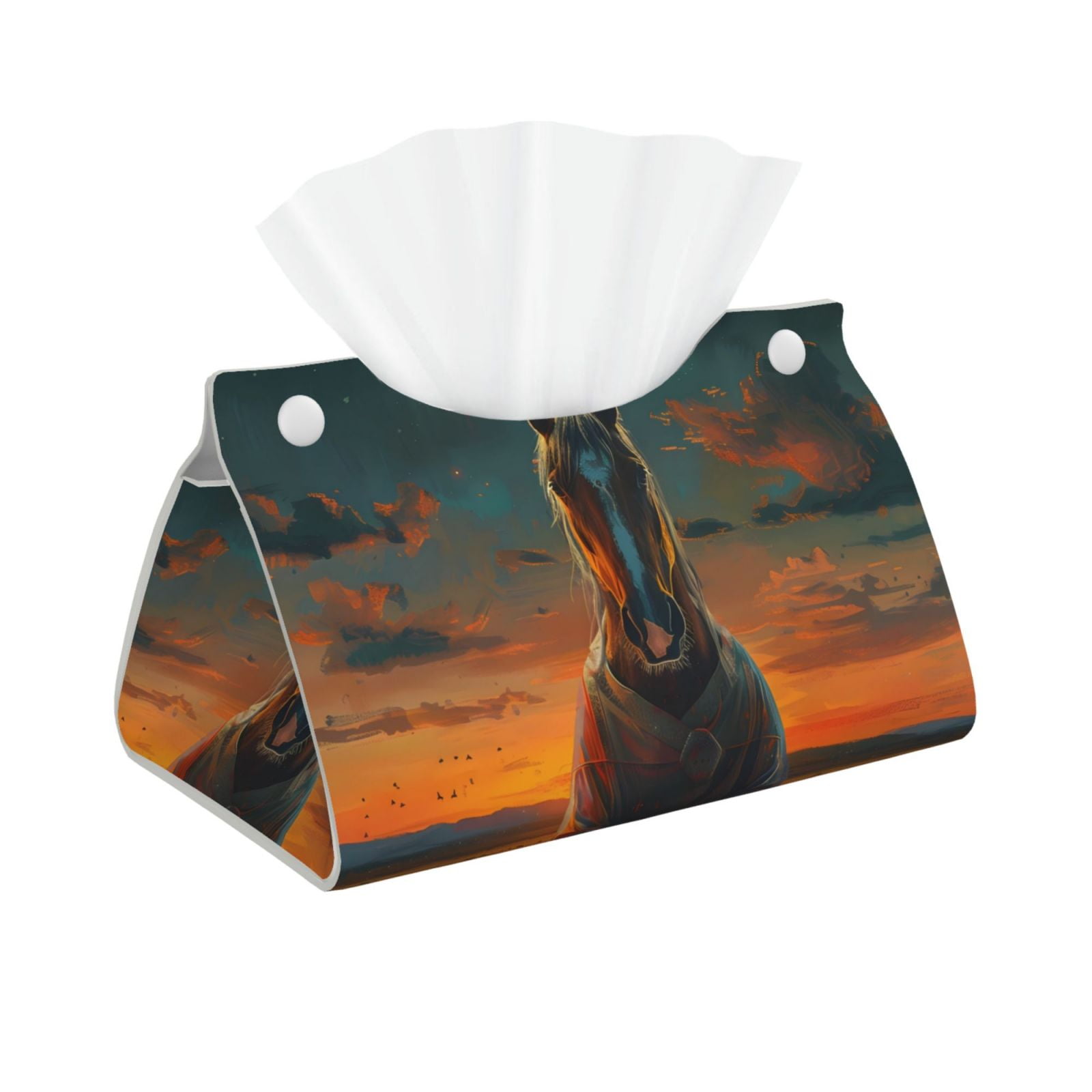 Honeii Sunset Prairie Meditating Horse for Tissue Box Cover/Holder ...