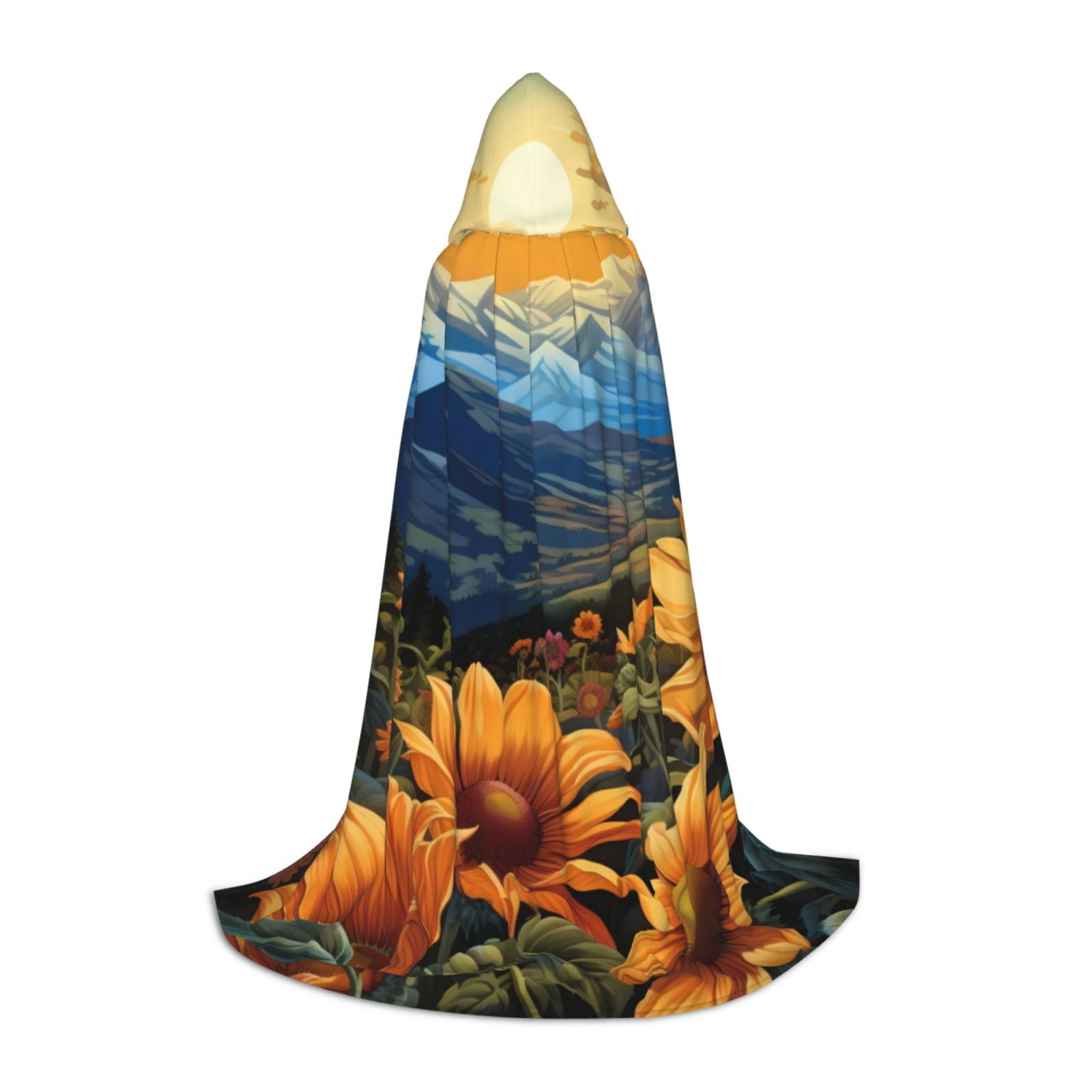 Honeii Sunset Sky Sunflower Print Poncho Cape, Cloak Coat, Snuggly ...