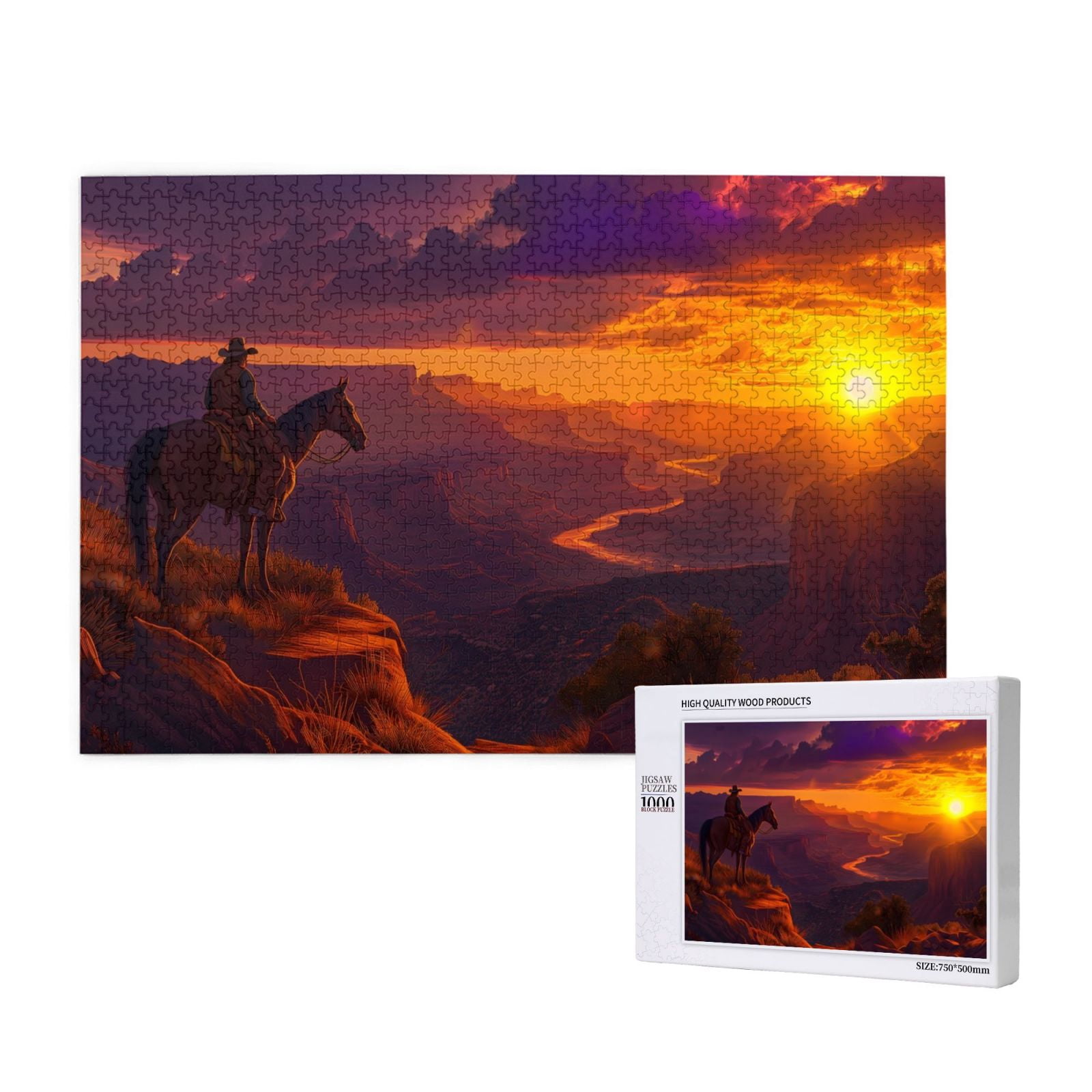 Honeii Sunset Valley Western Cowboy Pattern 1000 Piece Puzzles for ...