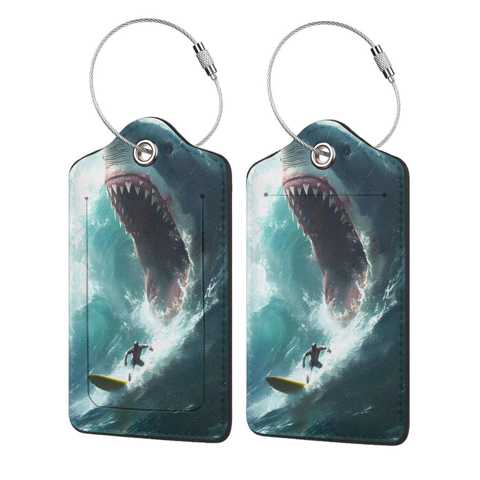 Honeii Surfing Shark Print Leather Luggage Tag for Suitcases,ID Tags ...