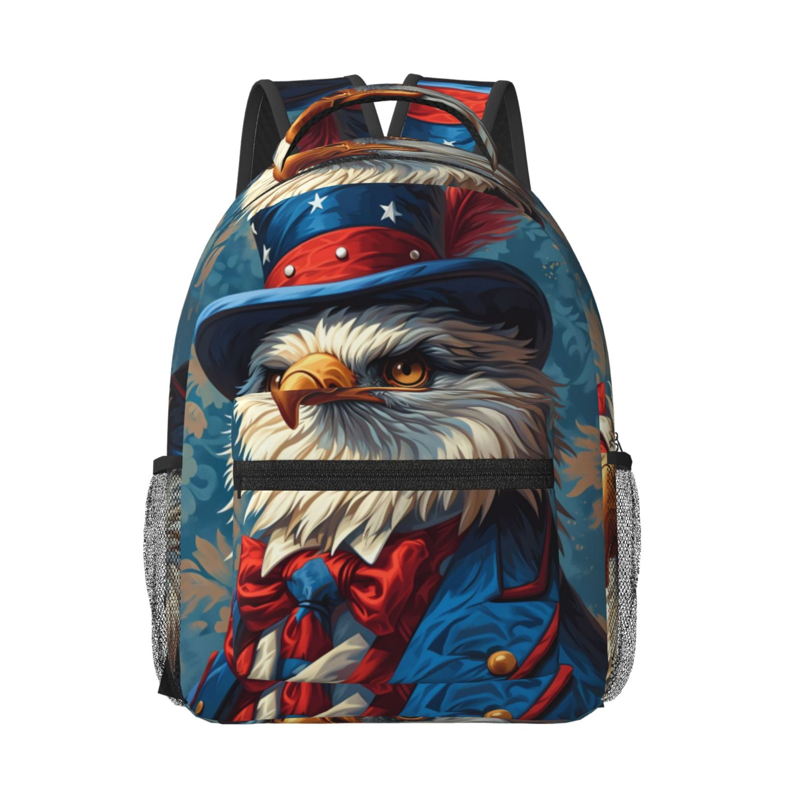 Honeii Surreal Bald Eagle Gentleman Print Backpack for School,15.6 inch ...