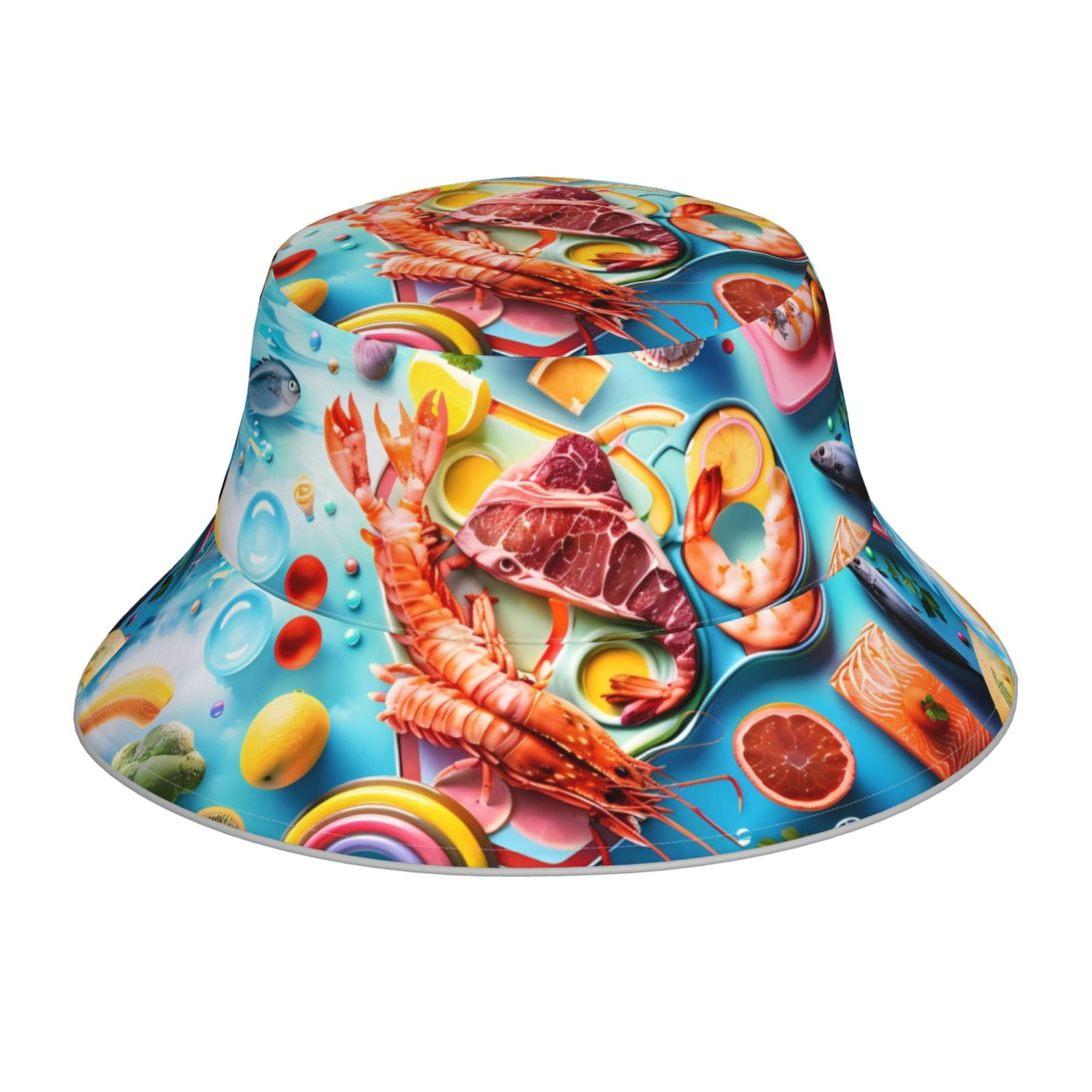 Honeii Surreal Seafood Extravaganza for Unisex Bucket Hat Waterproof ...