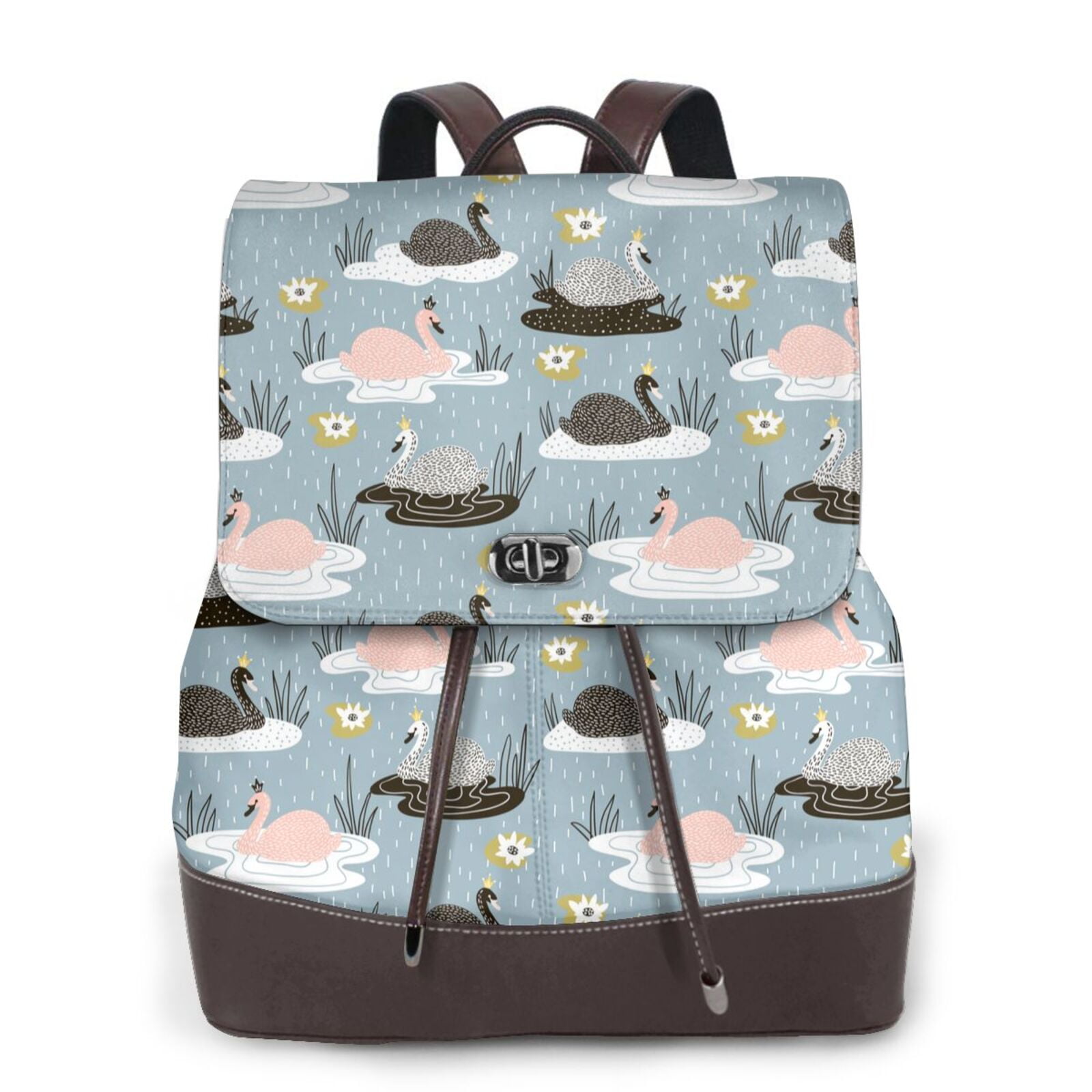 Honeii Swan Princess On Lake rint Leather Backpack,Trendy Leather ...