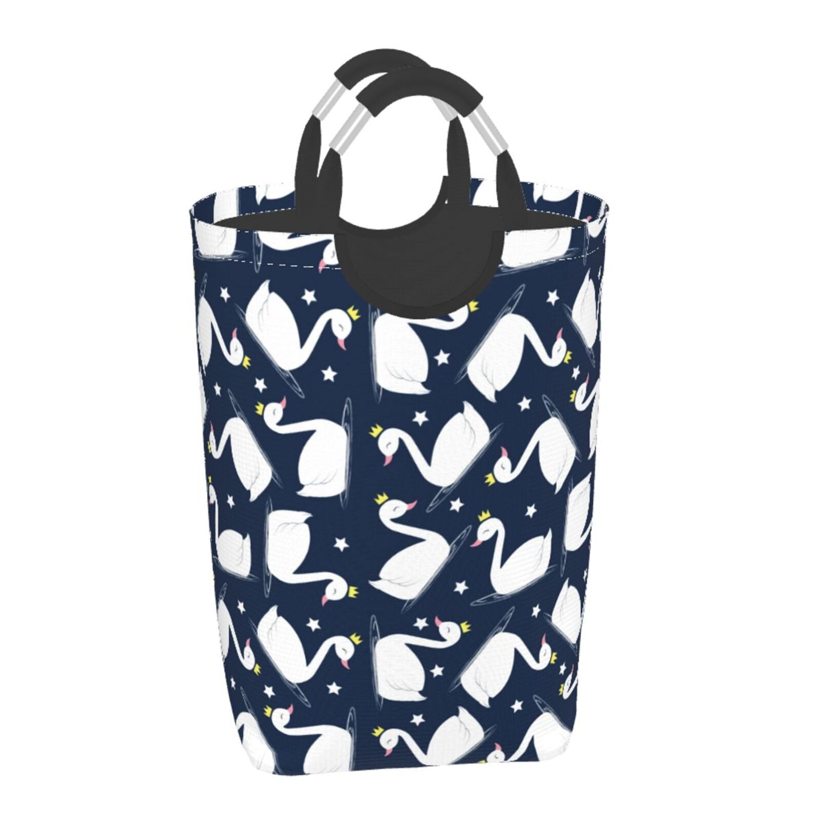Honeii Swan Print Laundry Hamper Collapsible Laundry Baskets ...