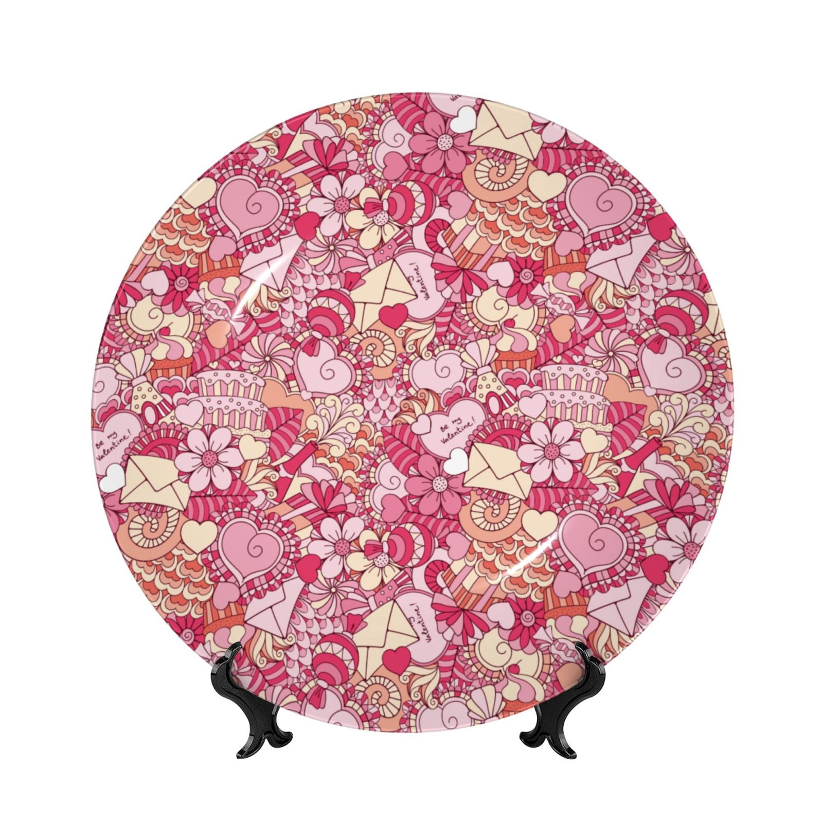 Honeii Sweet Print Elegant Bone China Decorative Plate, Porcelain Plate ...