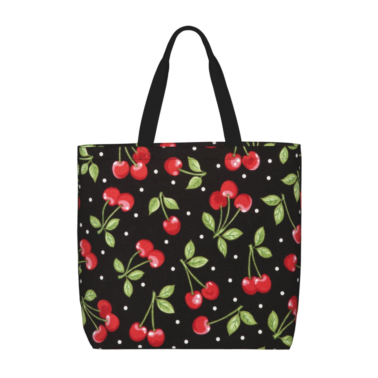 Honeii Sweet Red Cherry Print Tote Bag, Reusable Grocery Shopping Bag ...