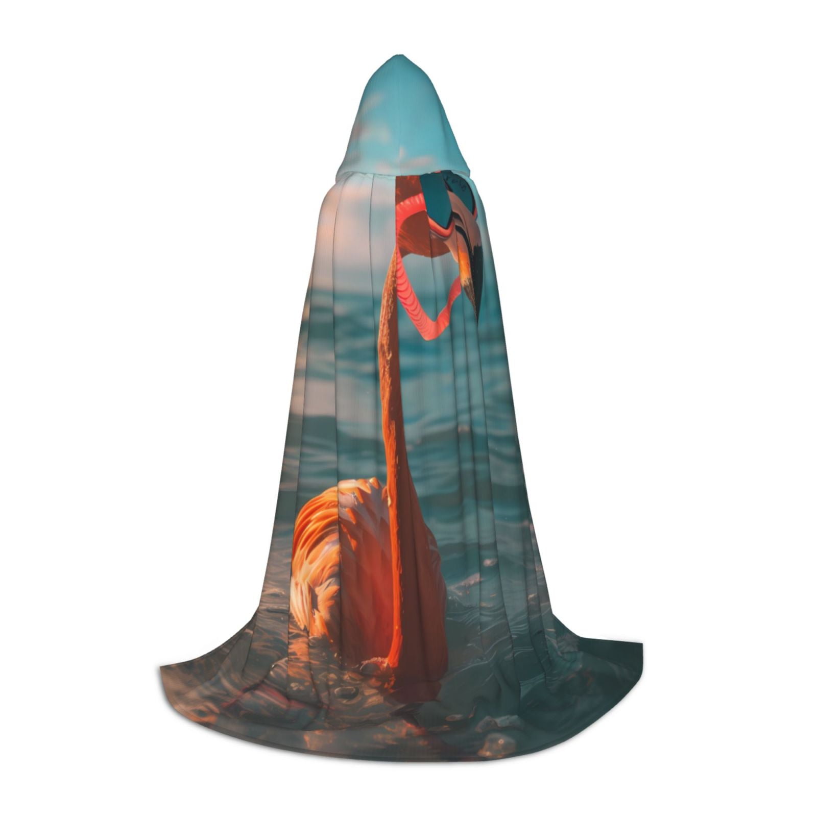 Honeii Swimming Goggled Flamingo Print Poncho Cape, Cloak Coat, Snuggly ...