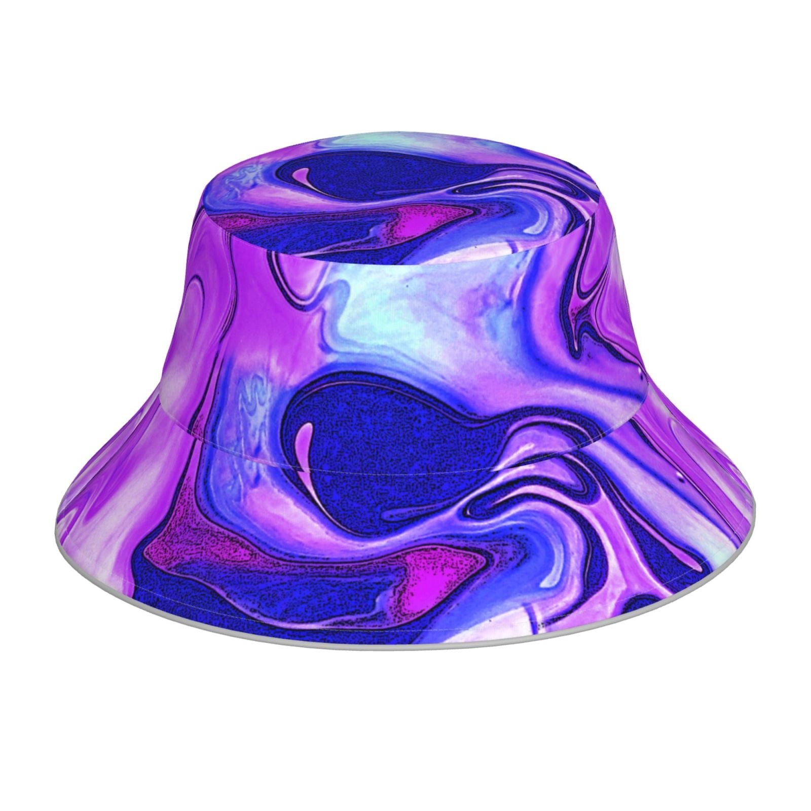 Honeii Swirl Print Blue Purple1 for Unisex Bucket Hat Waterproof Rain Hat Reversible Shiny Rave ...