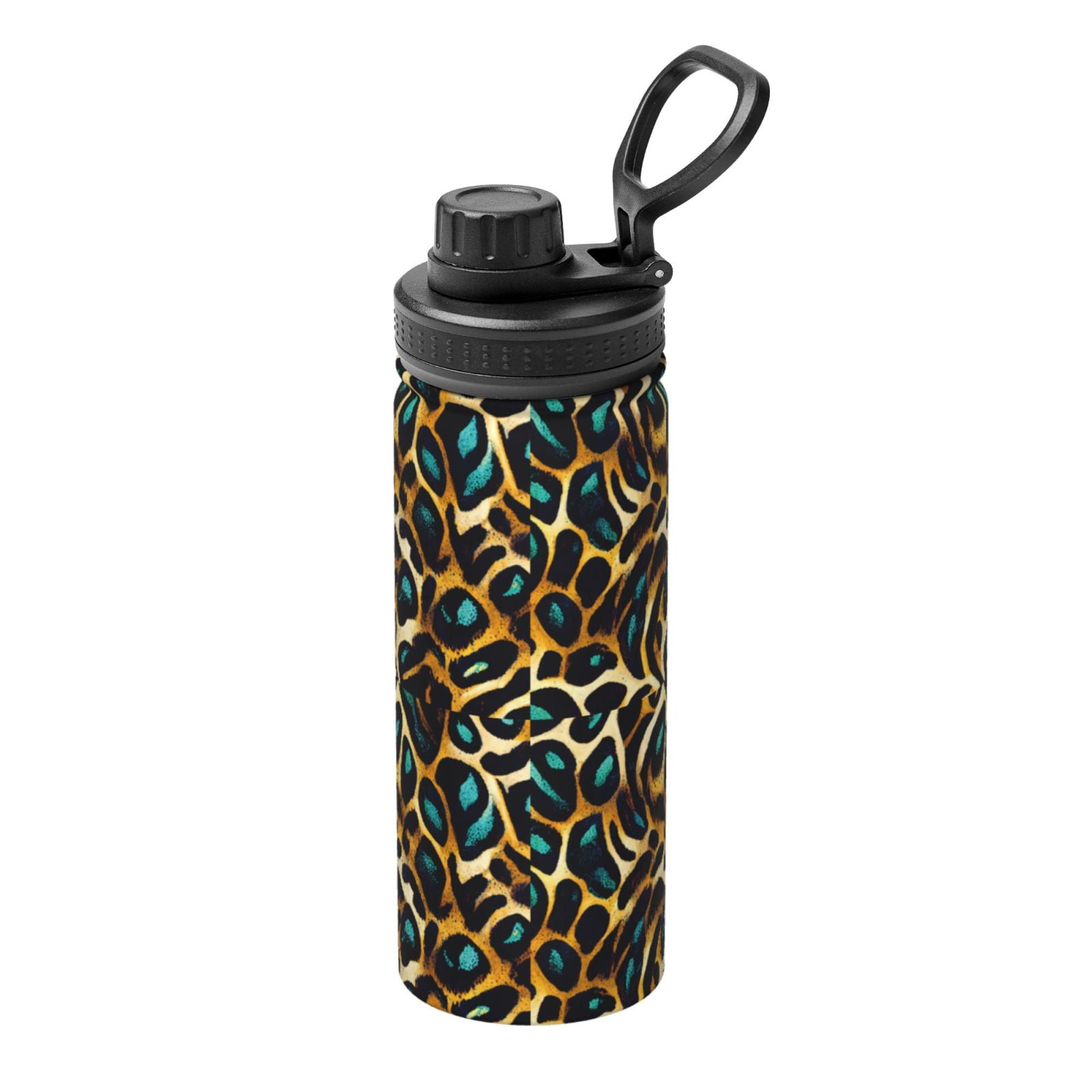 Honeii Teal Leopard Print 18OZ Sports Insulated Kettle,Double-Walled ...