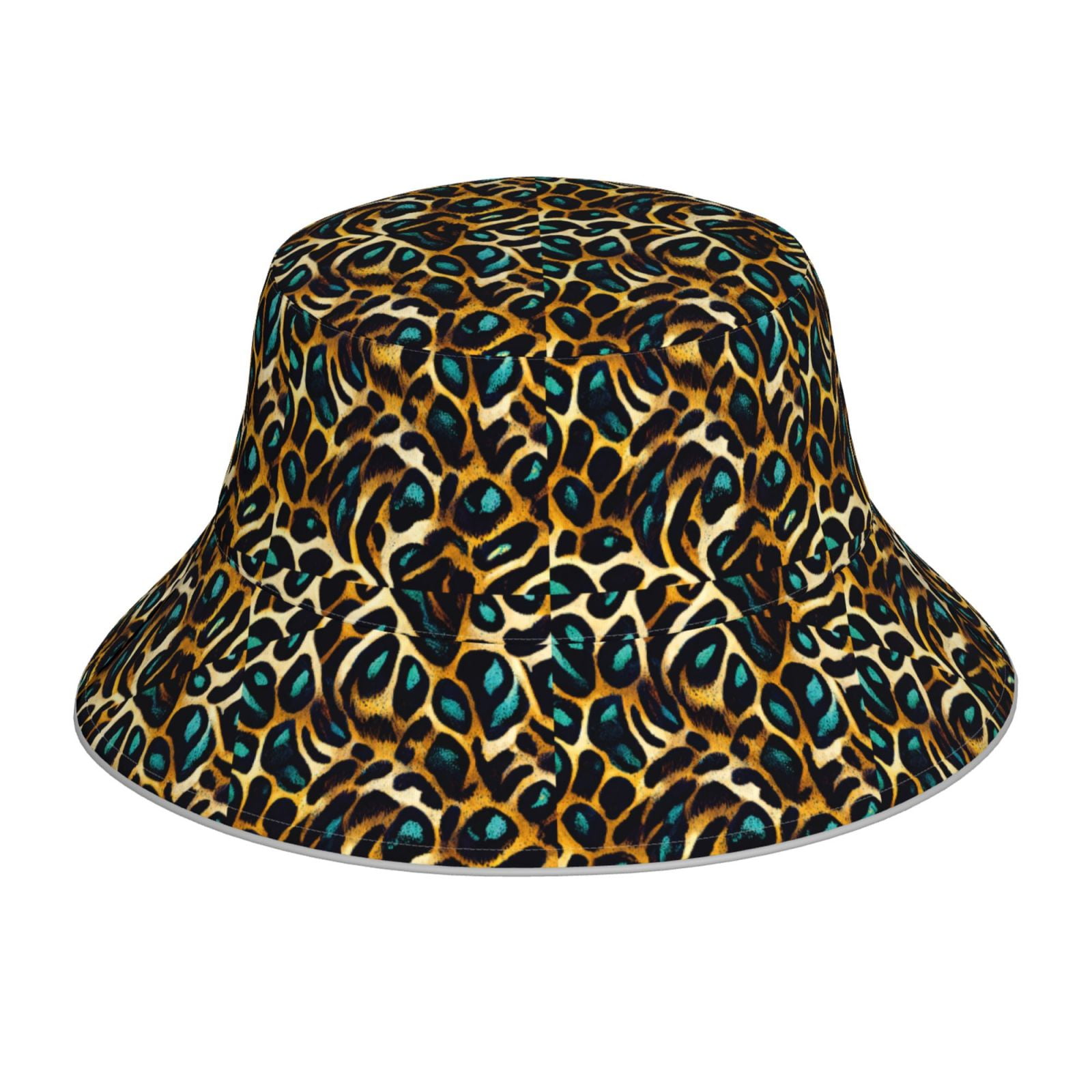 Honeii Teal Leopard for Unisex Bucket Hat Waterproof Rain Hat ...