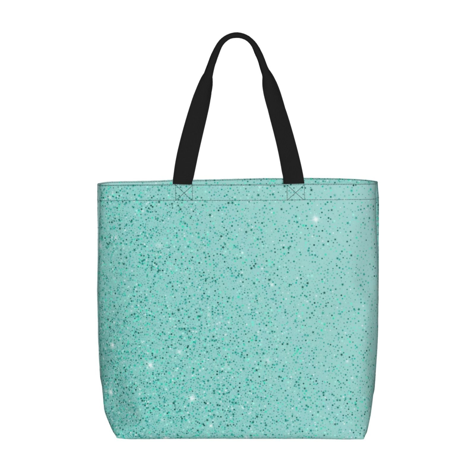 Honeii Teal Turquoise Glitter Print Tote Bag, Reusable Grocery Shopping ...