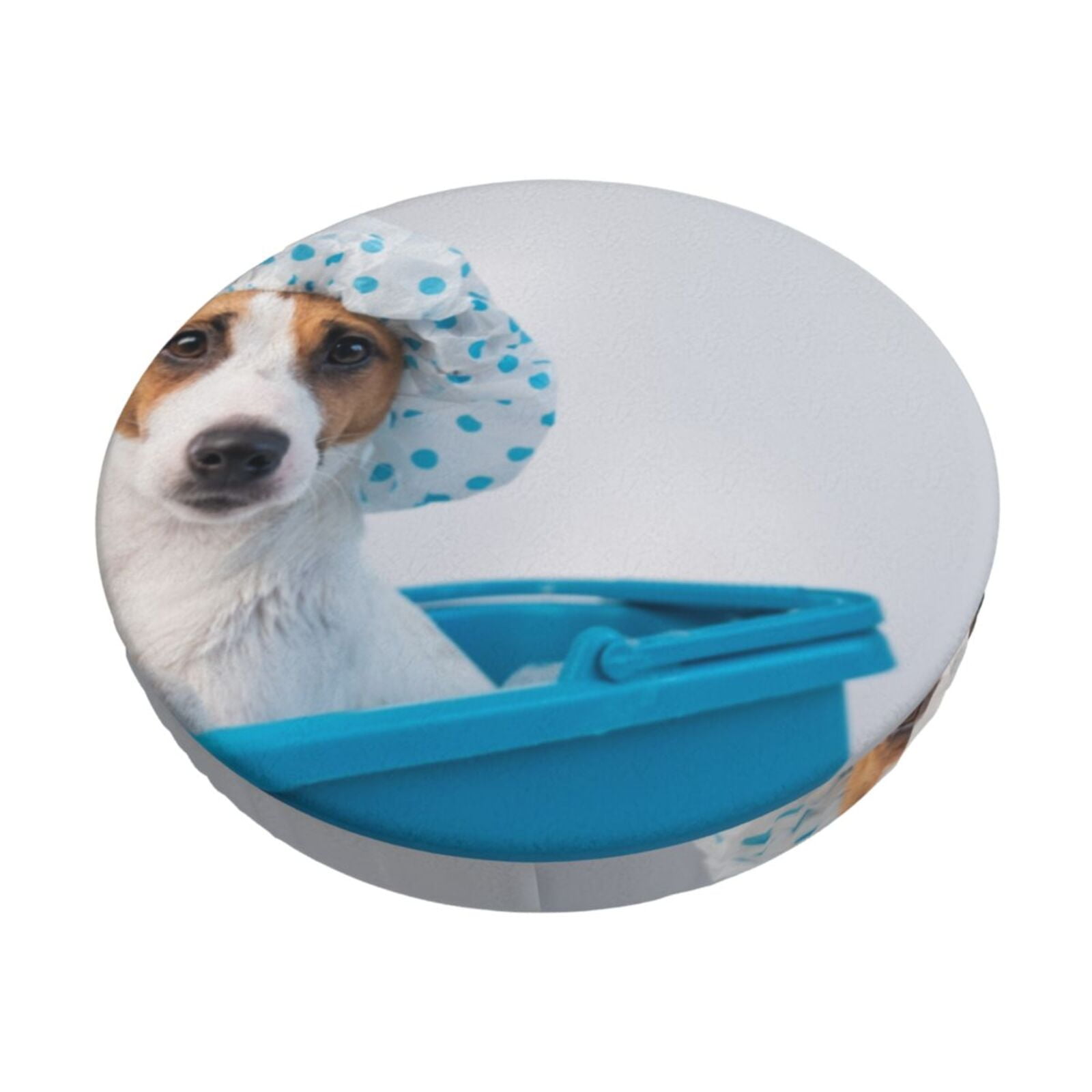 Honeii Terrier Takes A Bath With Shower Cap Pattern Bar Stool Covers ...