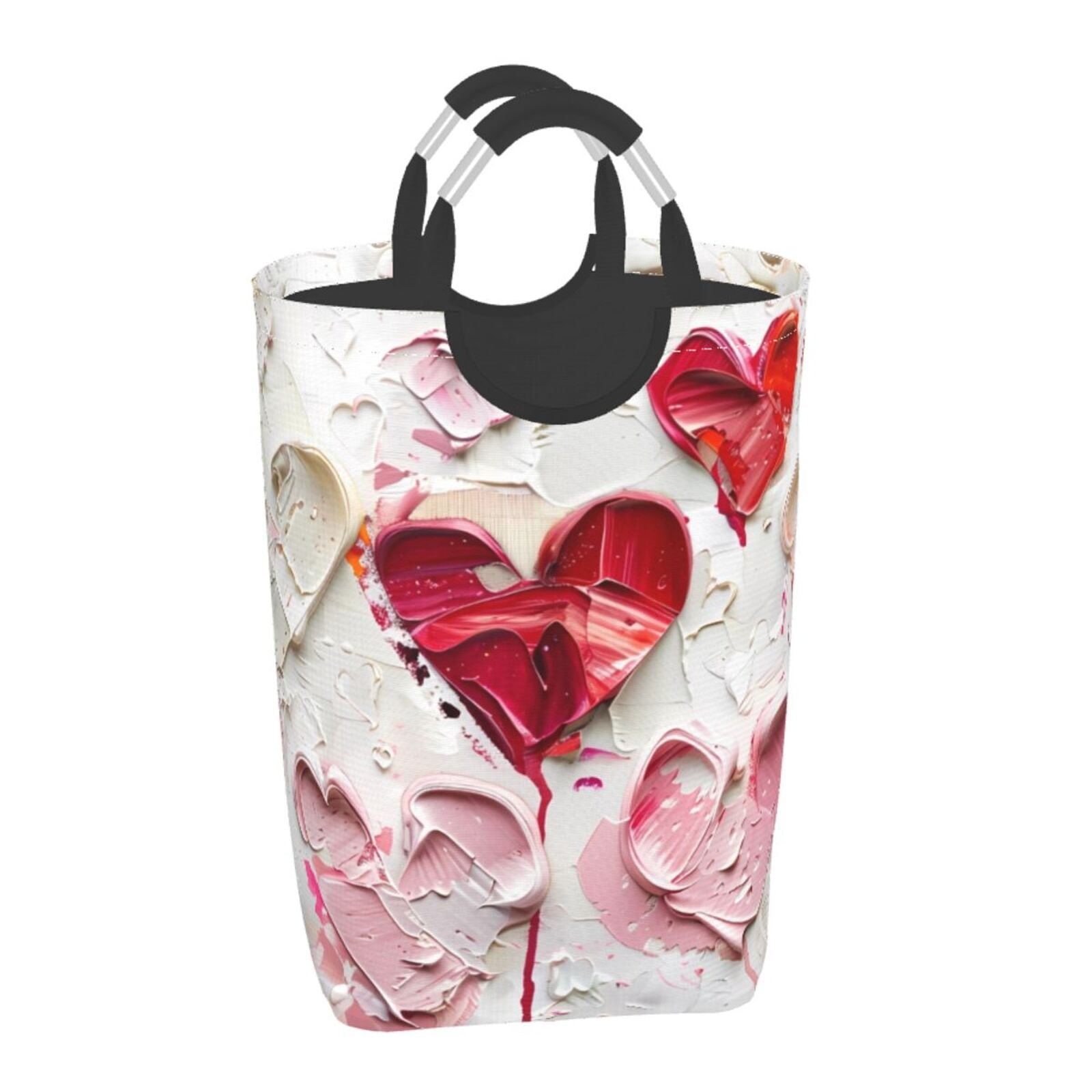 Honeii Textured Heart Abstract Art Print Laundry Hamper Collapsible ...
