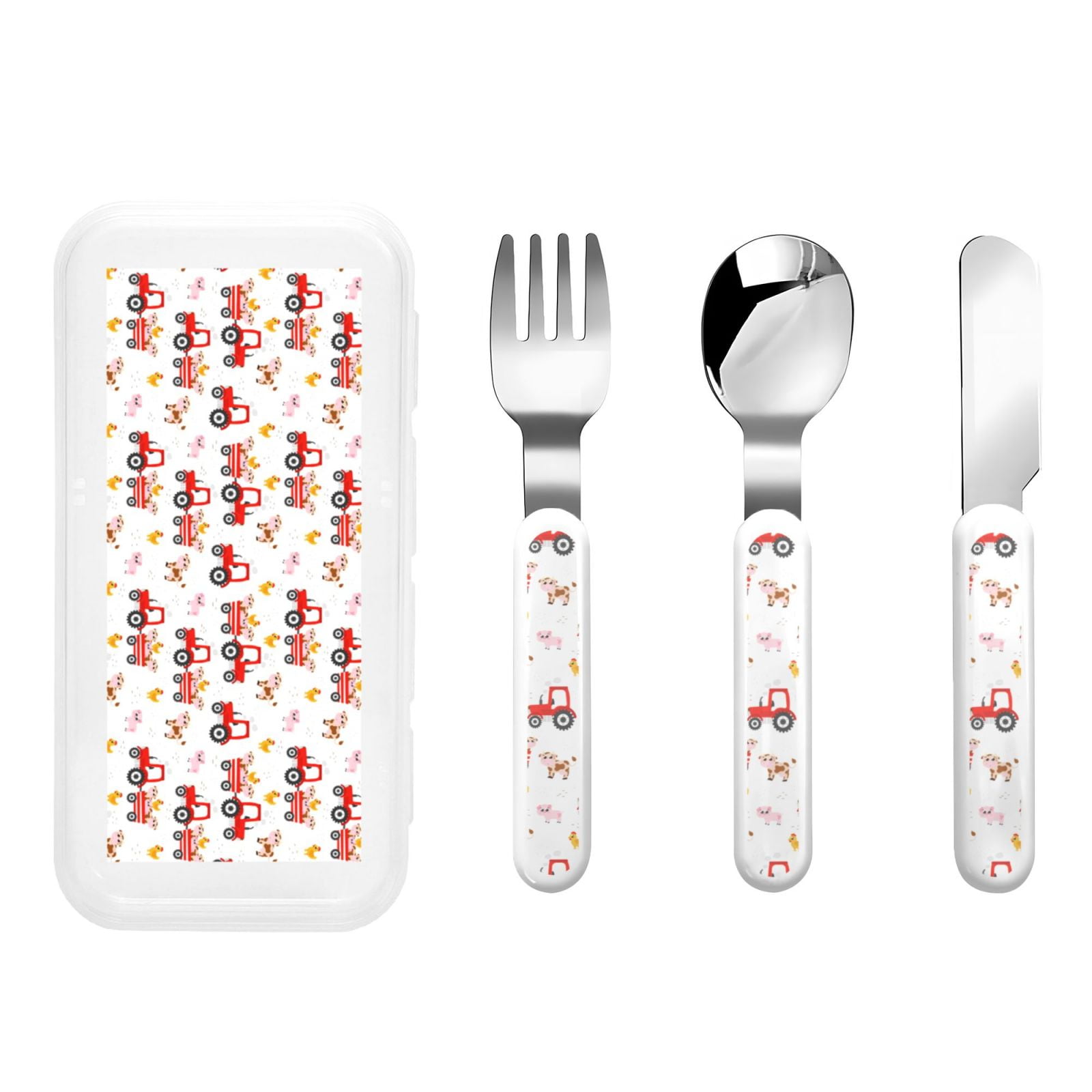 Honeii Tractor With Farm Animals Print Children's Knife, Fork And Spoon ...