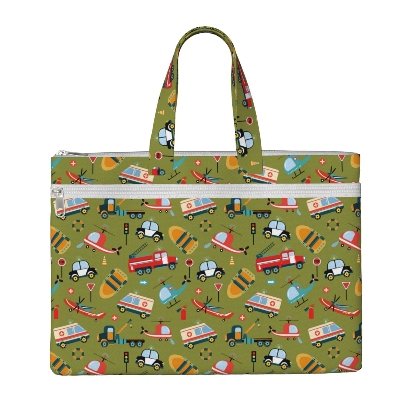 Honeii Transportation Prints Print Canvas Tote Bag with Compartments ...