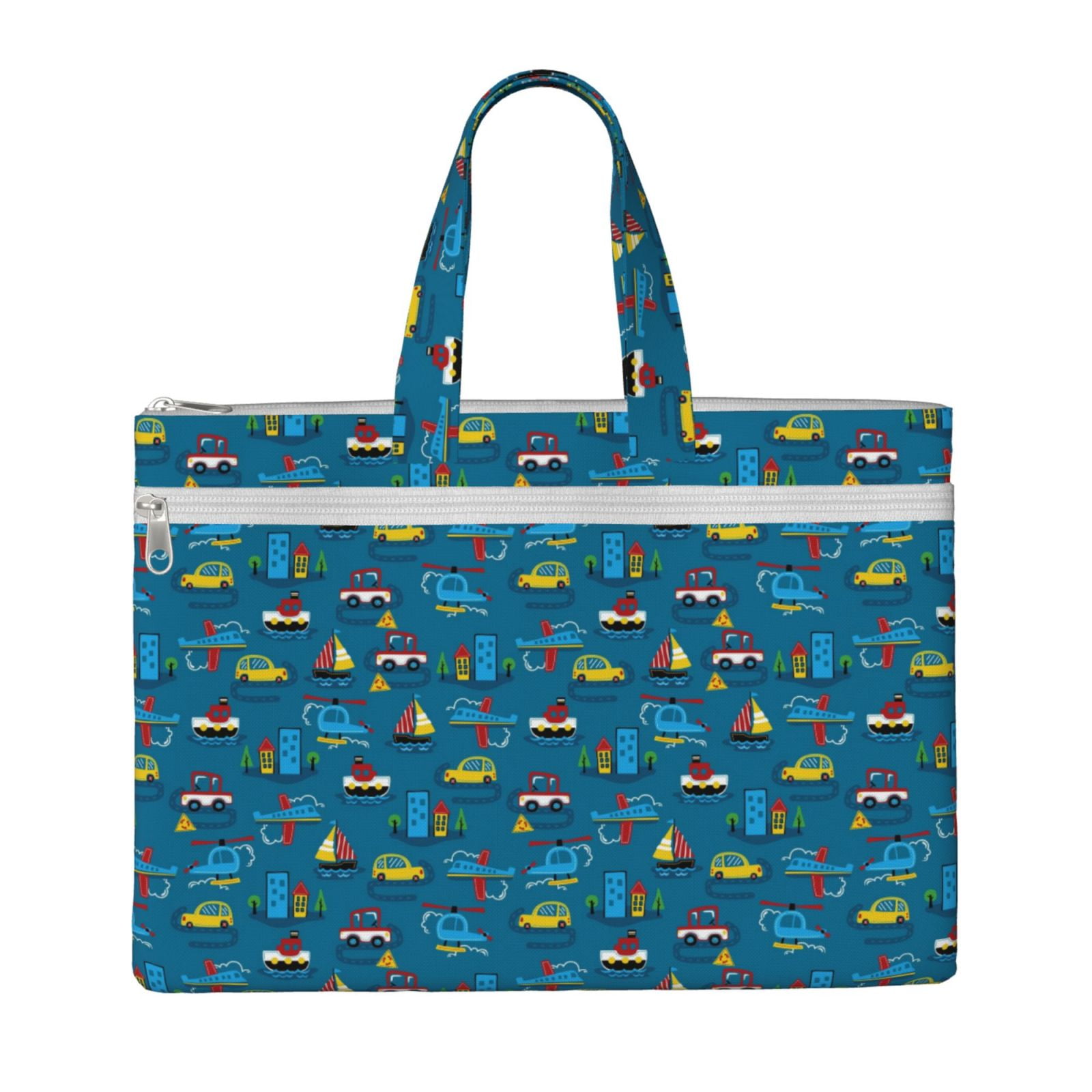 Honeii Transportations with Buildings Print Canvas Tote Bag with ...