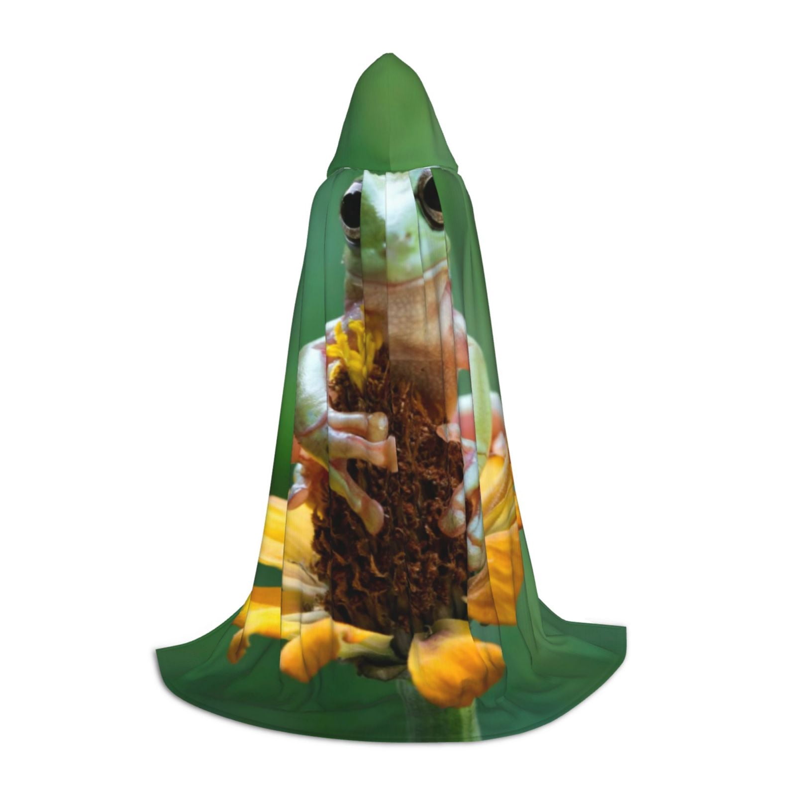 Honeii Tree Frog Sitting On Sunflowes Print Poncho Cape, Cloak Coat ...