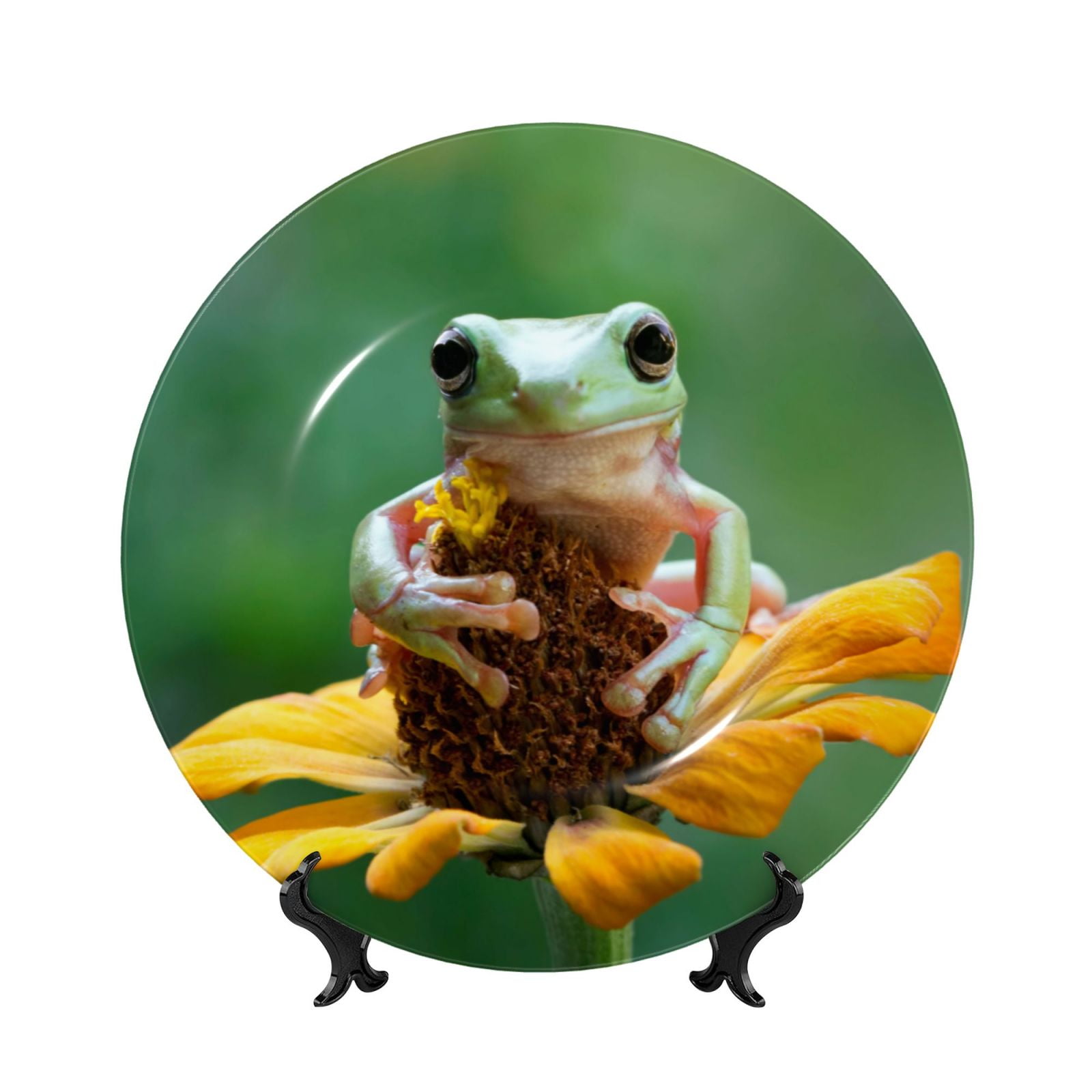 Honeii Tree Frog Sitting On Sunflowes Print Elegant Bone China ...