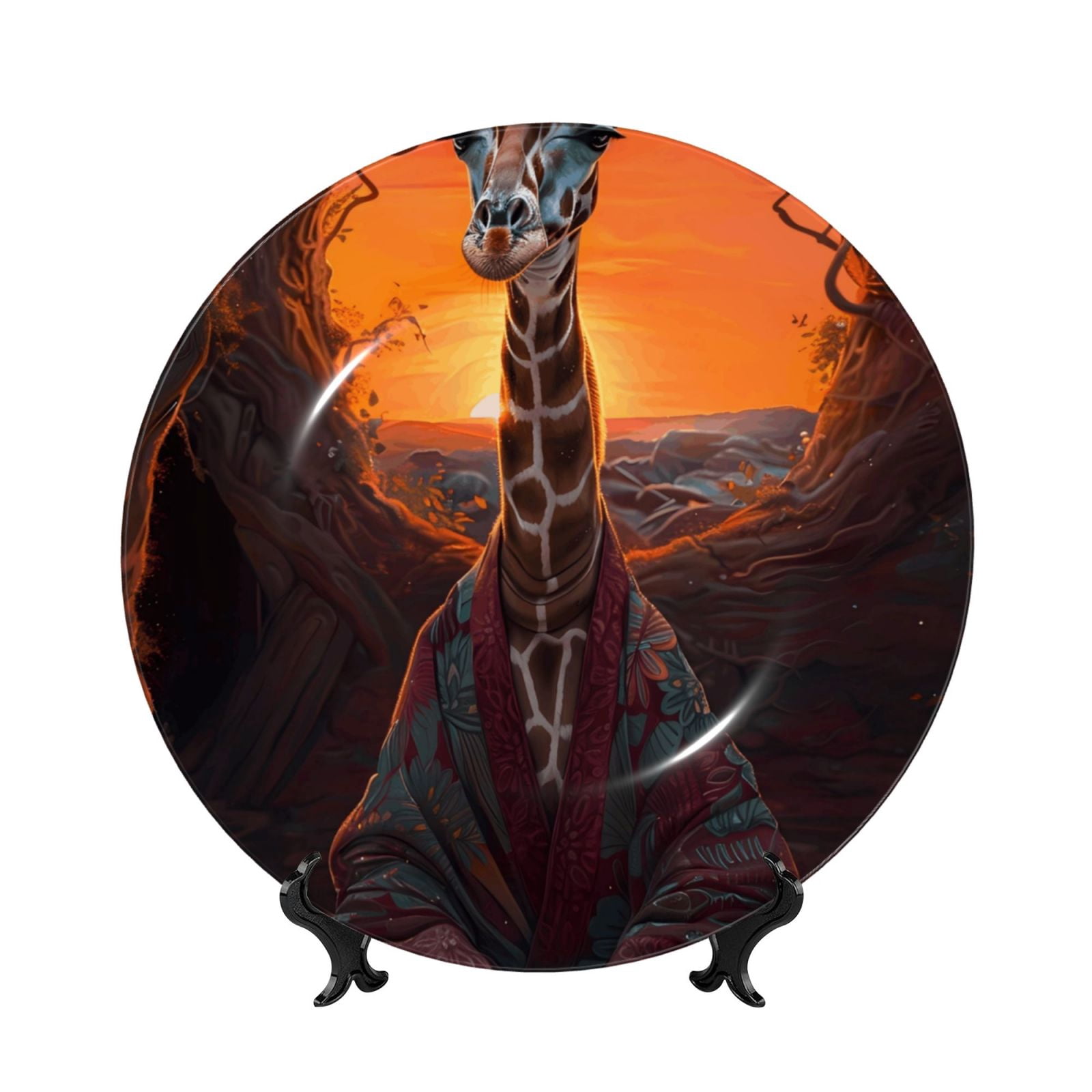 Honeii Tree Hollow Meditating Giraffe Print Elegant Bone China ...