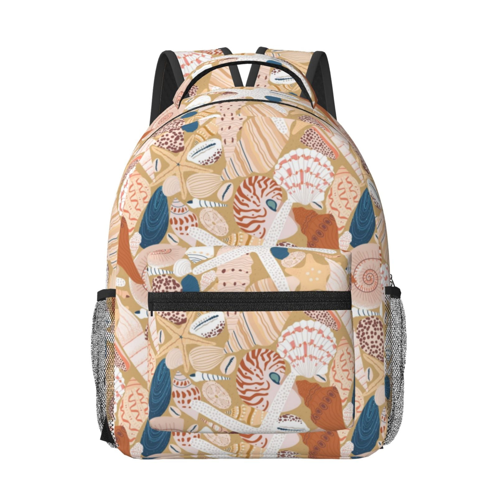 Honeii Tropical Beach Sea Shell Print Backpack for School,15.6 inch ...