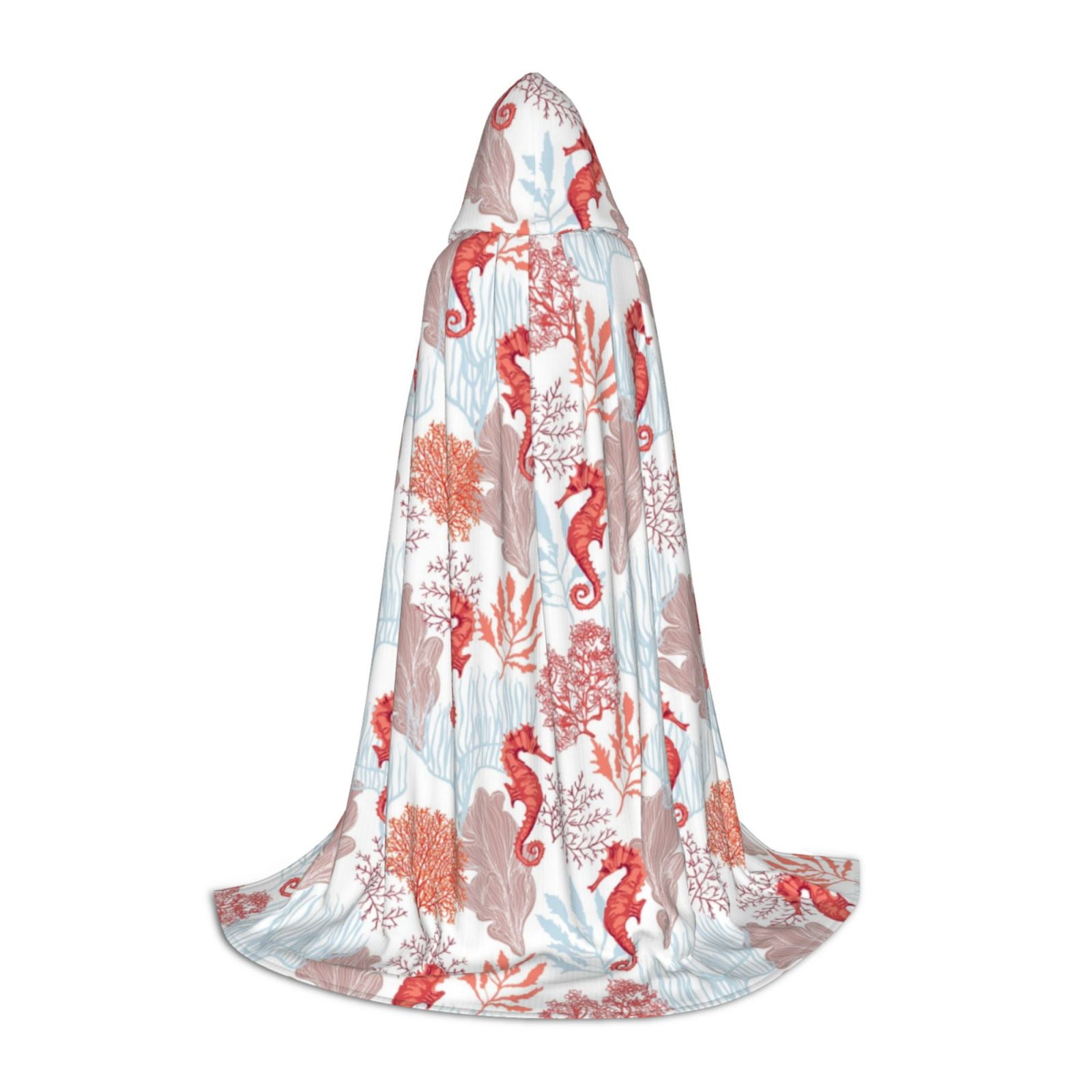 Honeii Tropical Corals Seahorse Print Poncho Cape, Cloak Coat, Snuggly ...