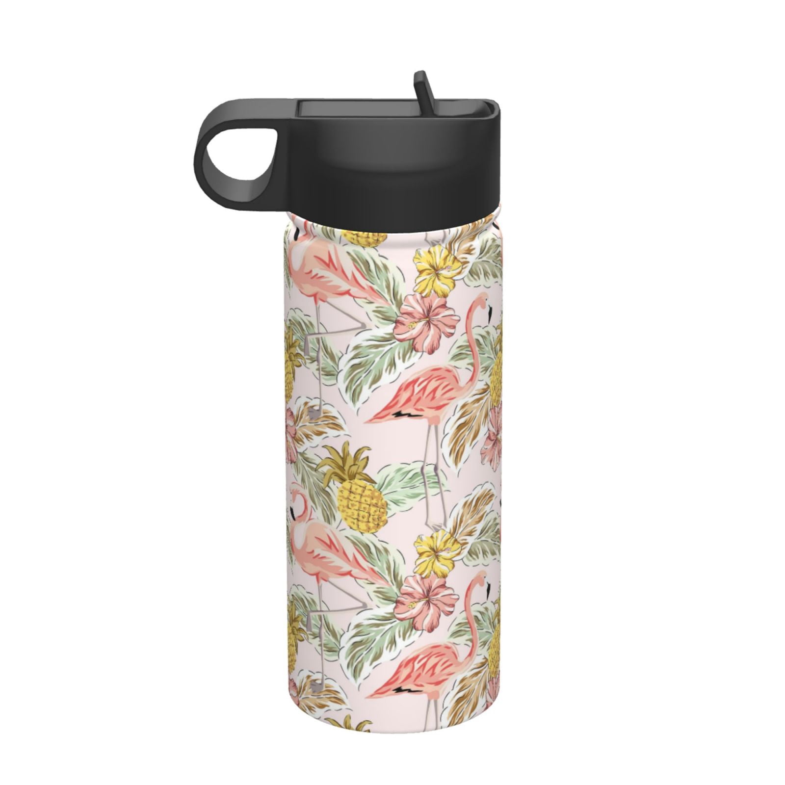Honeii Tropical Flamingo Pineapple Print 18 oz Insulated Water Bottle ...