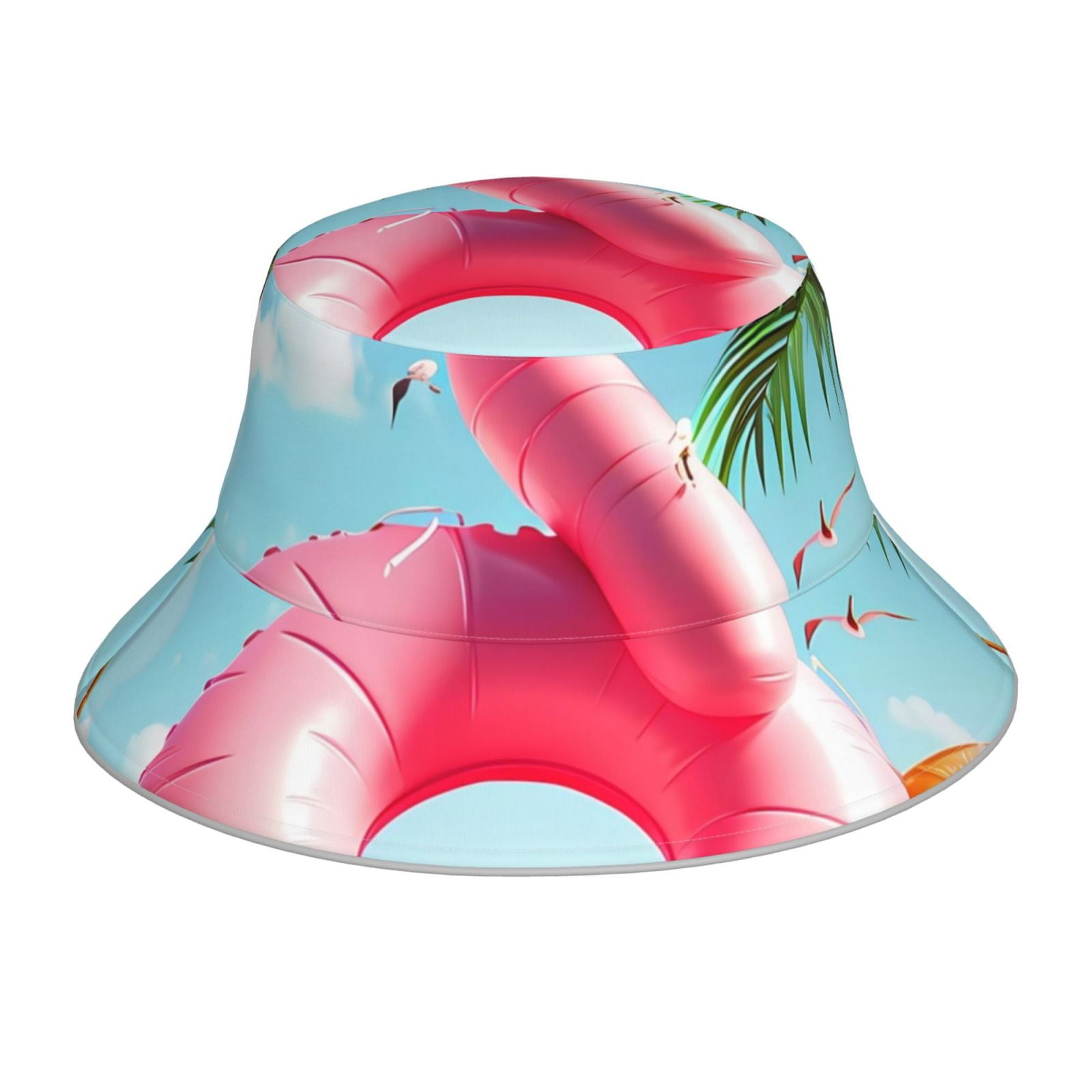 Honeii Tropical Flamingo Pool Float for Unisex Bucket Hat Waterproof ...