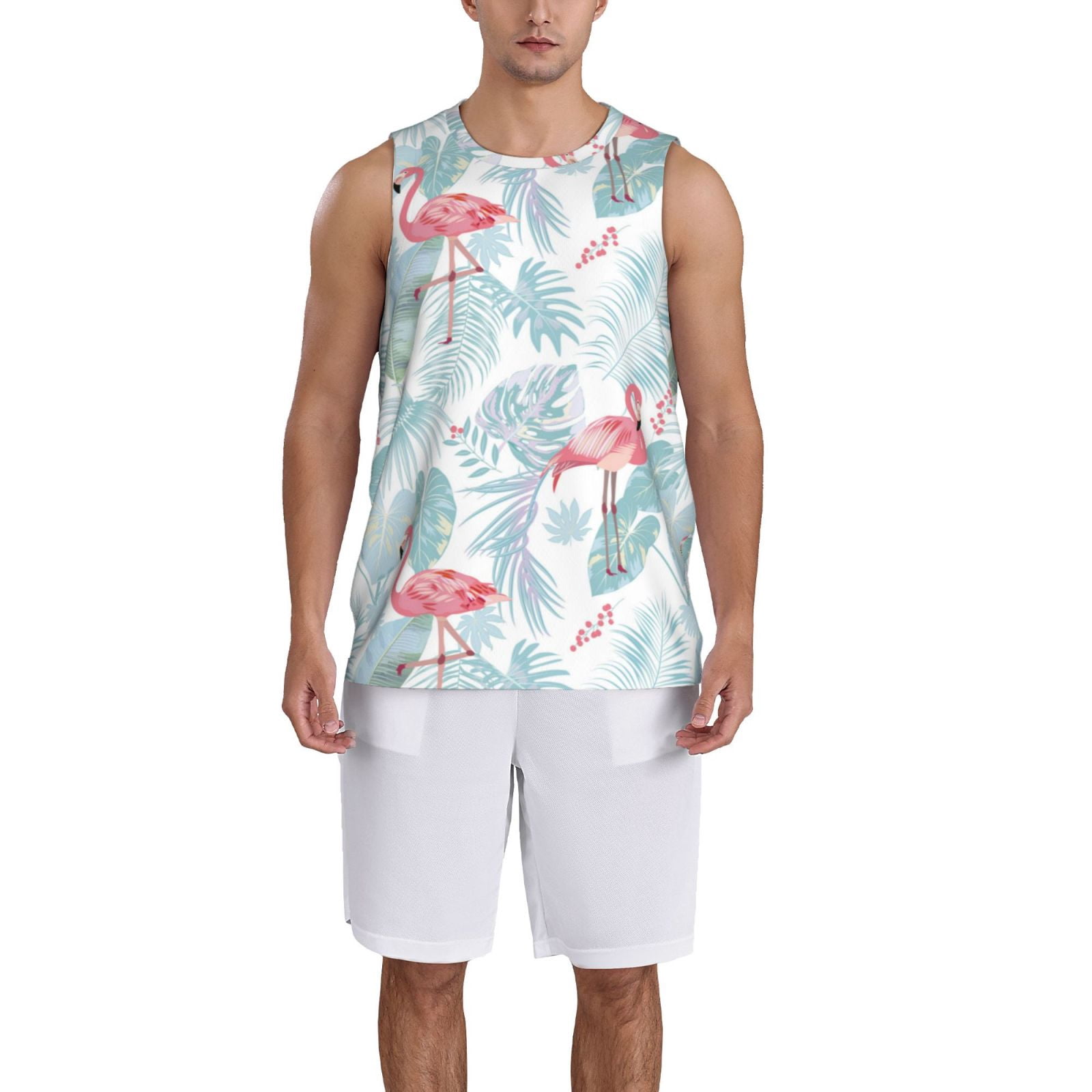 Honeii Tropical Flamingo print basktball shirt for men and women ...