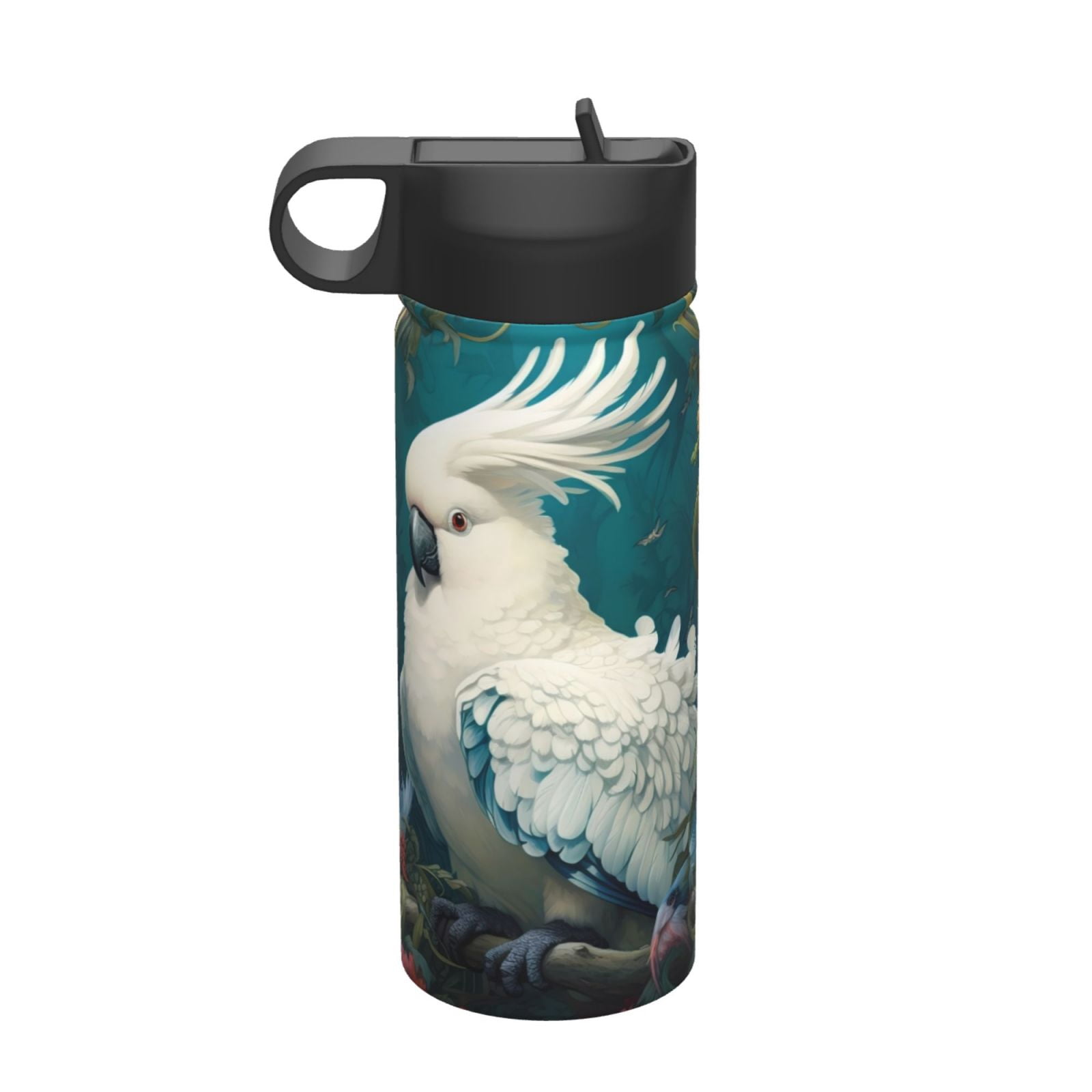 Honeii Tropical Parrot Floral Artwork Print 18 oz Insulated Water ...