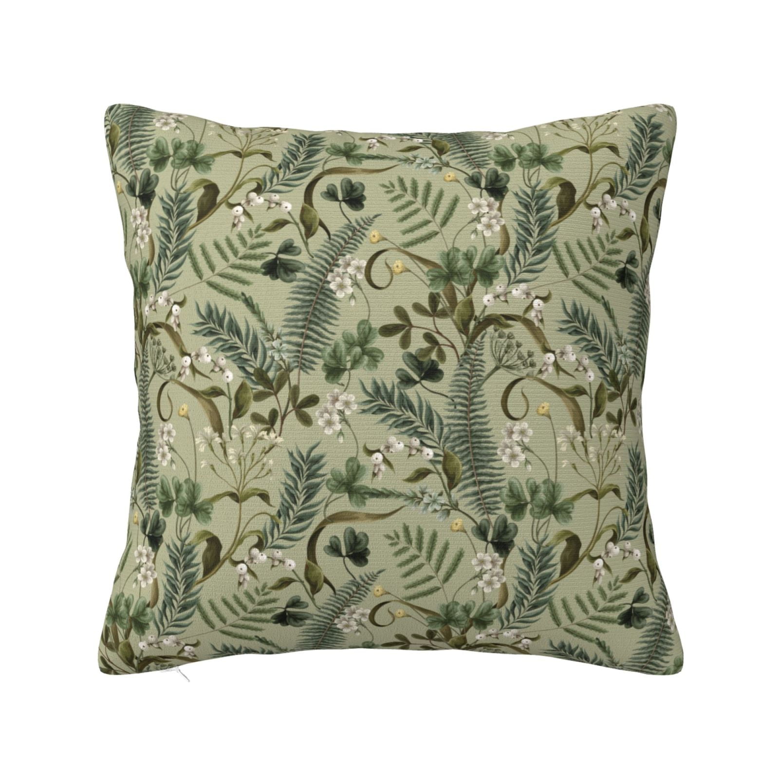 Honeii Tropical Plants Green Print Throw Pillow, Square Decorative ...