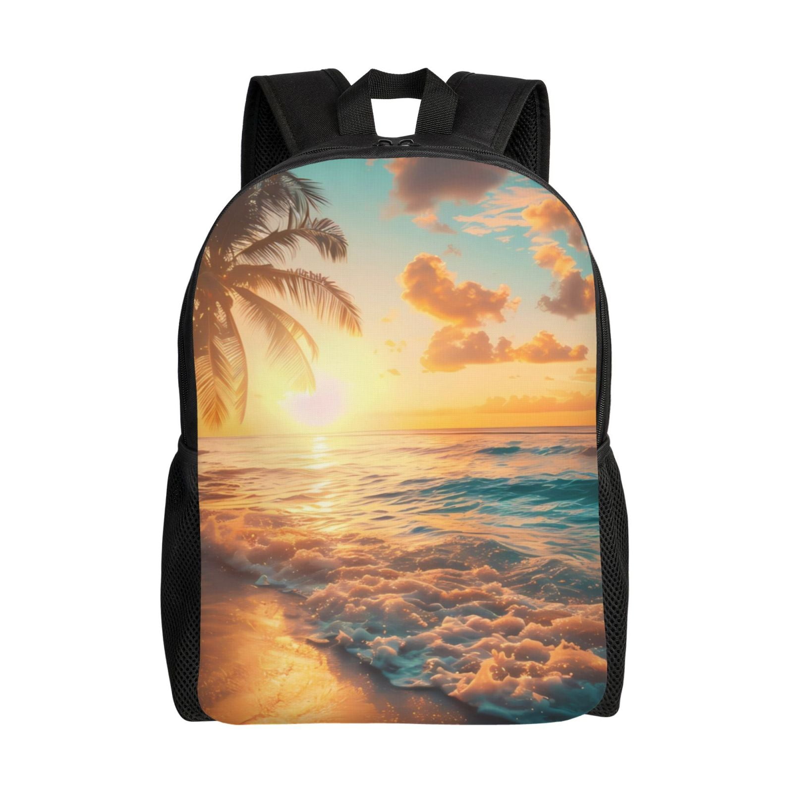Honeii Tropical Sunset Beach Scene Print Laptop Backpack for Work ...
