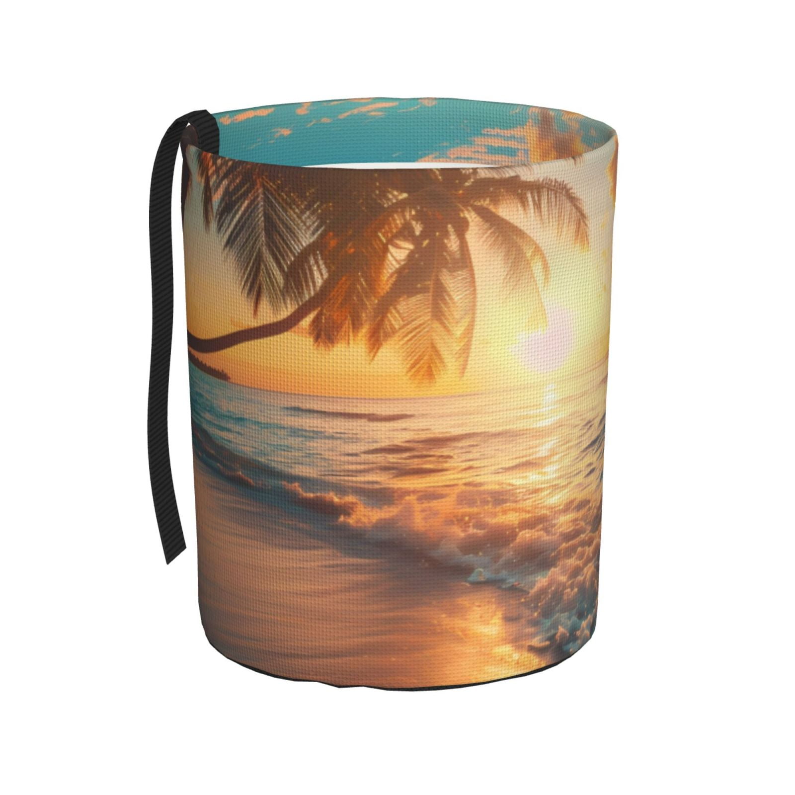 Honeii Tropical Sunset Beach Scene Print Waterproof Car Trash Can ...