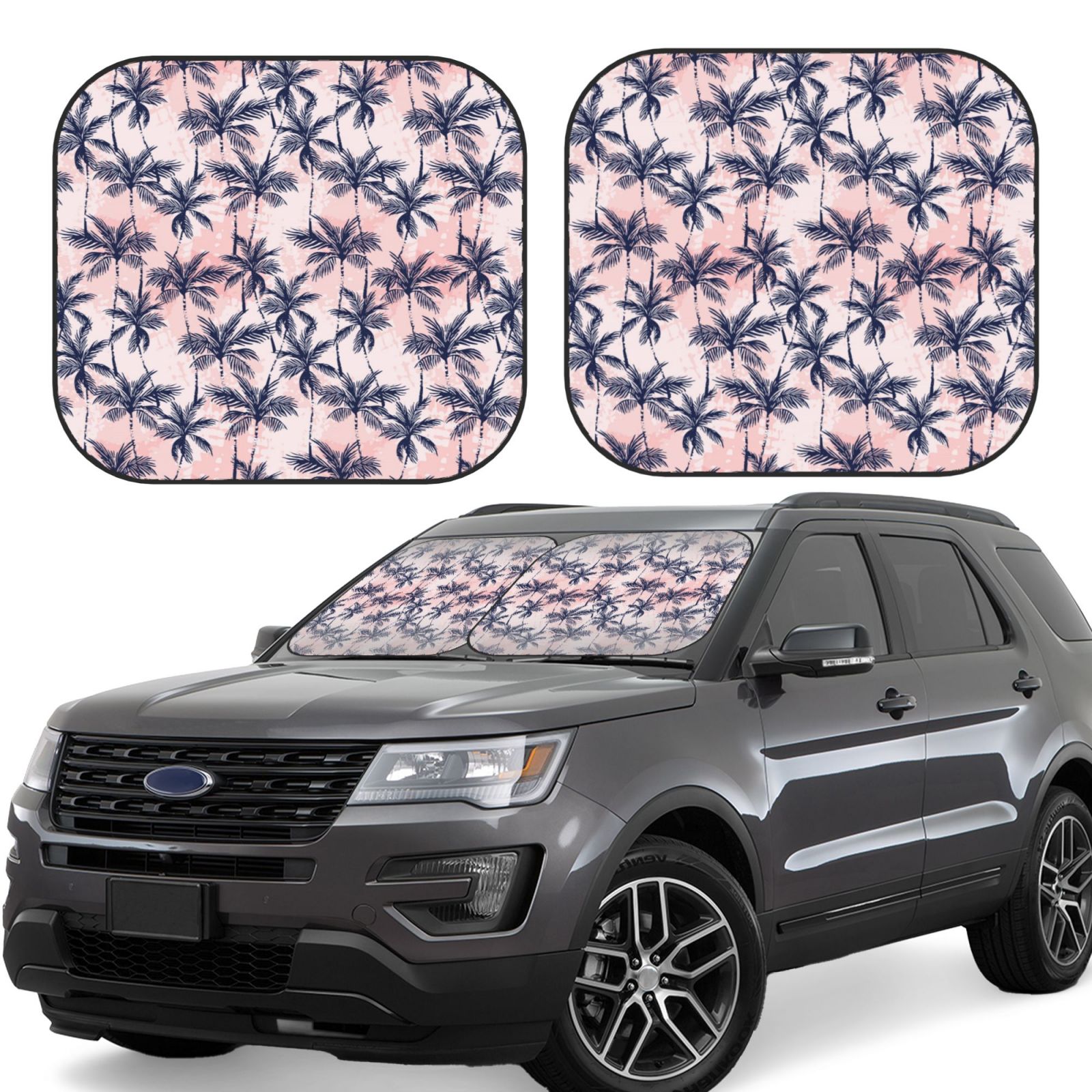 Honeii Tropics Palm Trees Print Foldable Car Sun Shade for Windshield ...