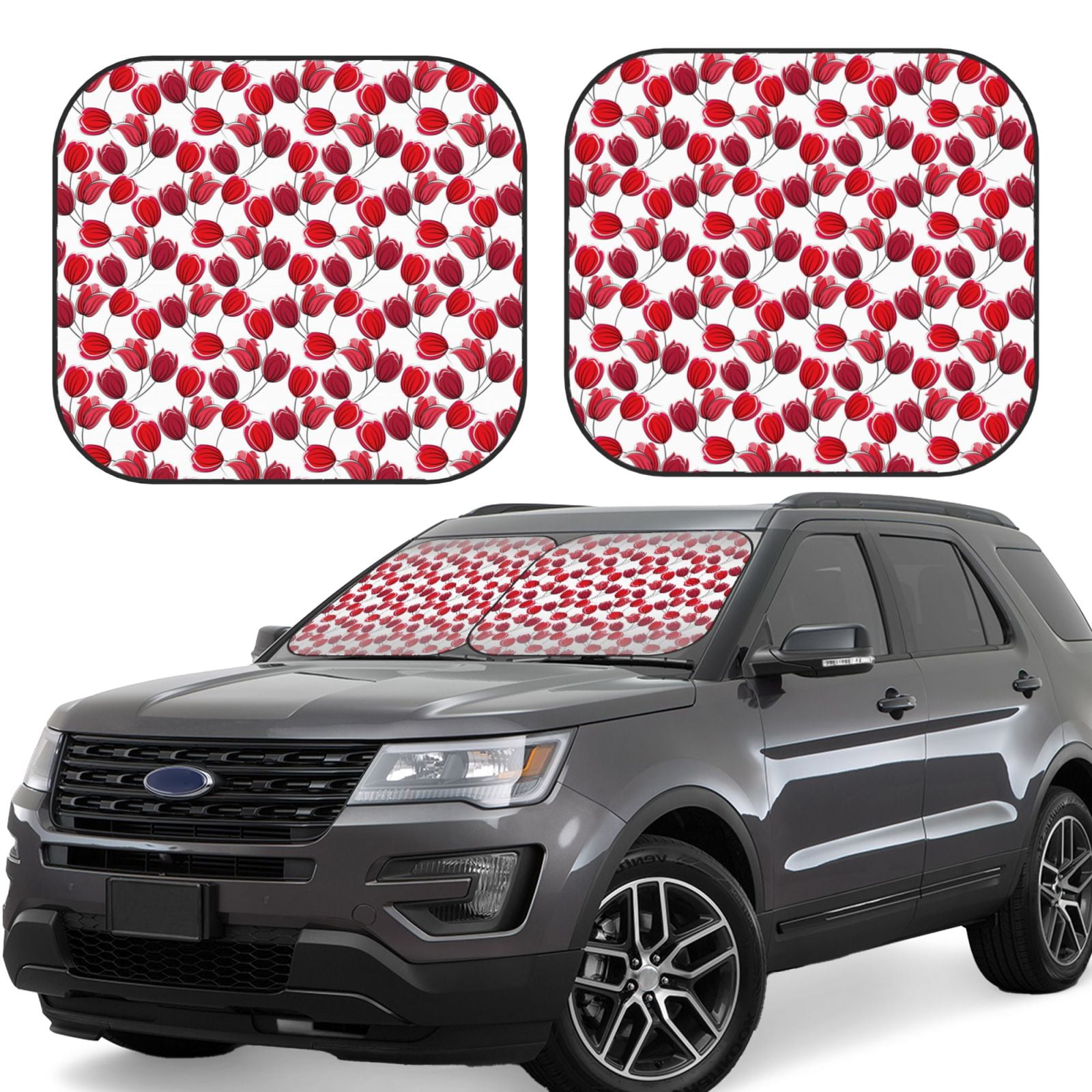 Honeii Tulips Flowers Print Foldable Car Sun Shade for Windshield, 2 ...