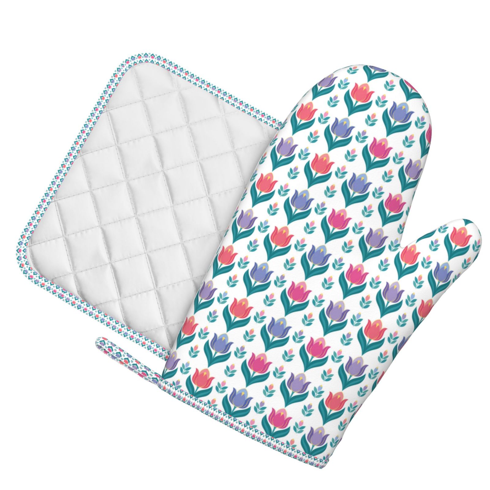 Honeii Tulips Flowers patten Oven Mitts and Pot Holders Sets, Baker ...