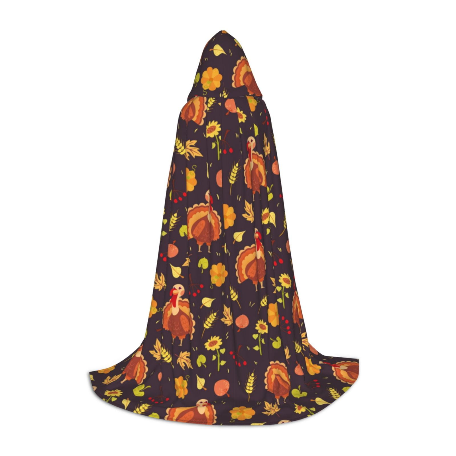 Honeii Turkey Bird Print Poncho Cape, Cloak Coat, Snuggly Hooded ...