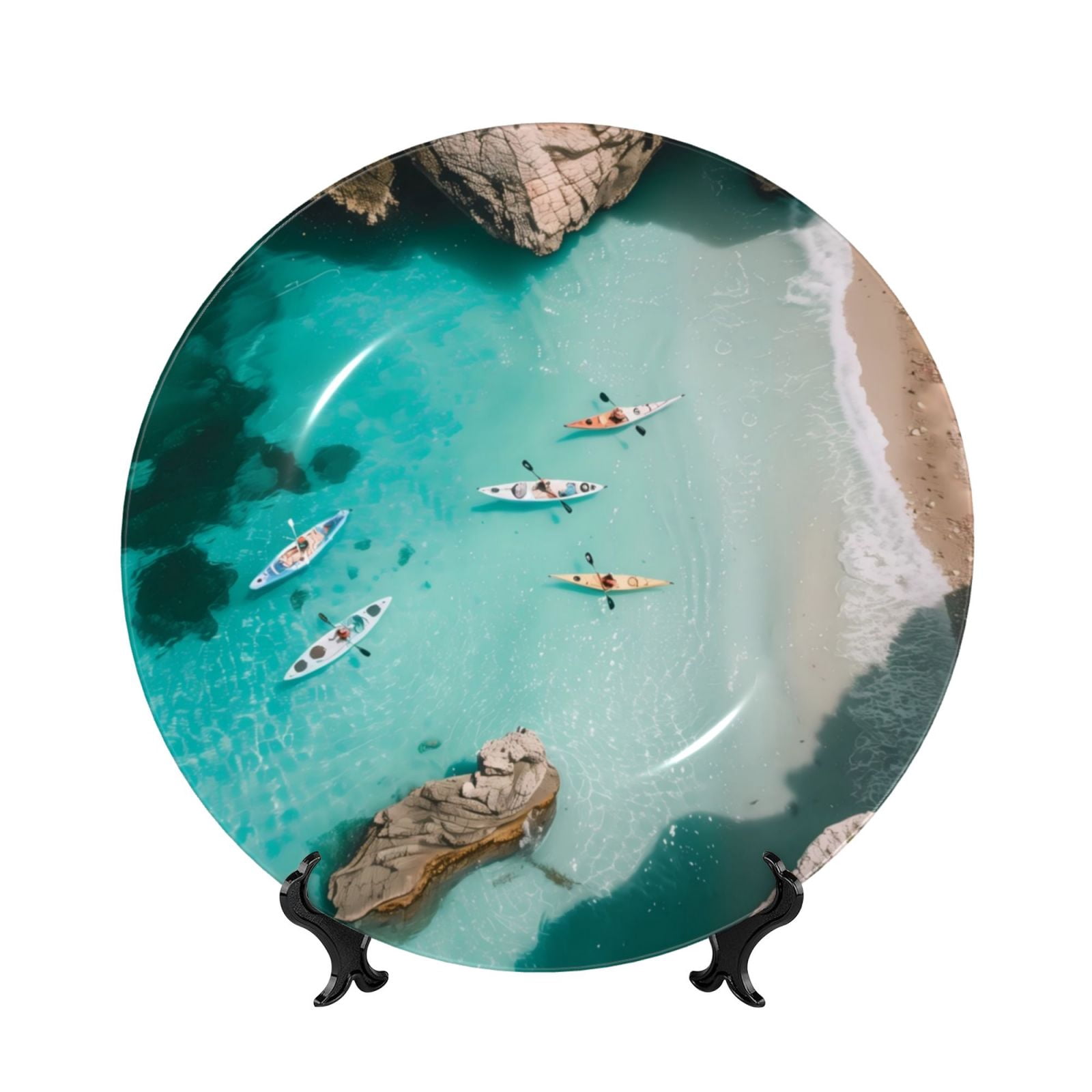 Honeii Turquoise Beach Kayaking Print Elegant Bone China Decorative ...