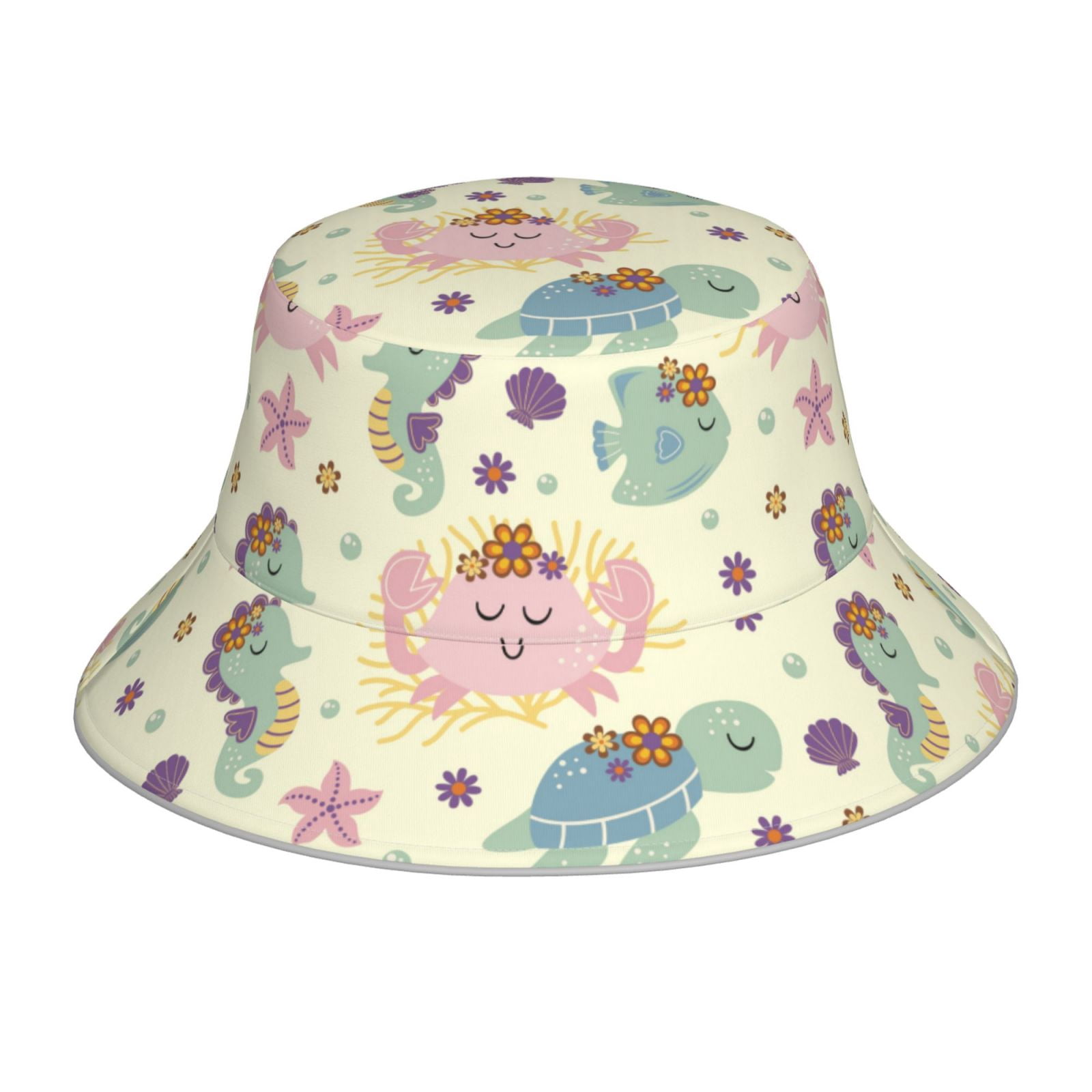 Honeii Turtle Crab Sea Horse for Unisex Bucket Hat Waterproof Rain Hat ...
