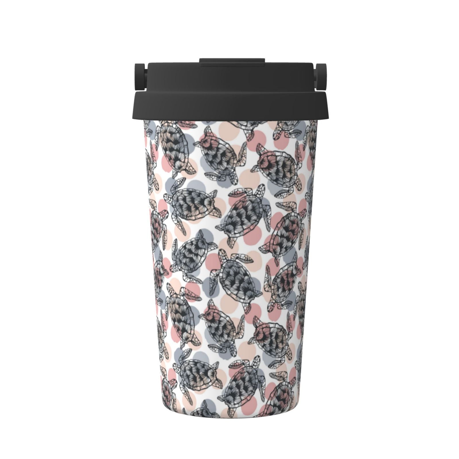 Honeii Turtle Print Travel Coffee Mug Insulated Coffee Cup with ...
