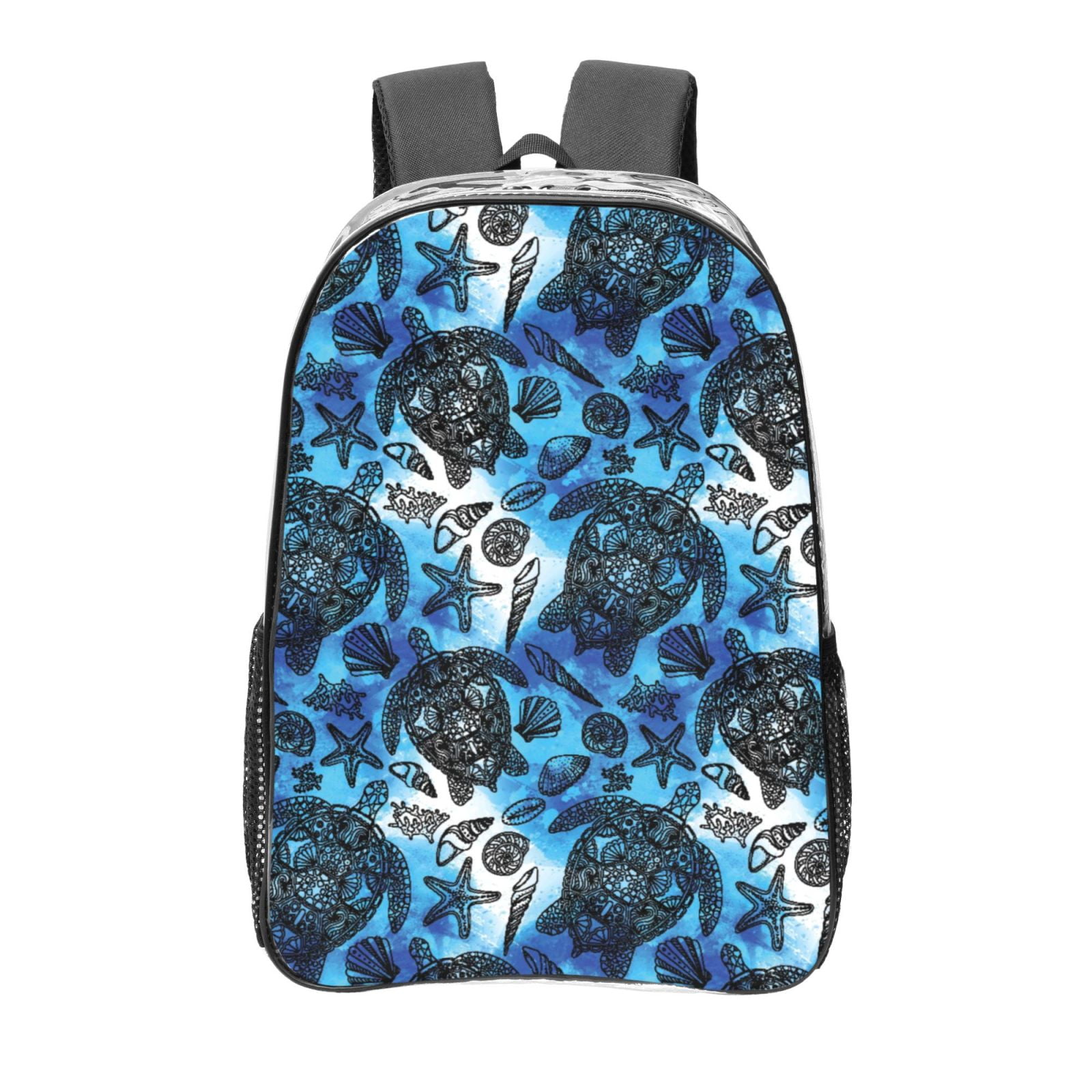 Honeii Turtle，Shell Algae Starfish Coral Print Clear Backpack Heavy ...