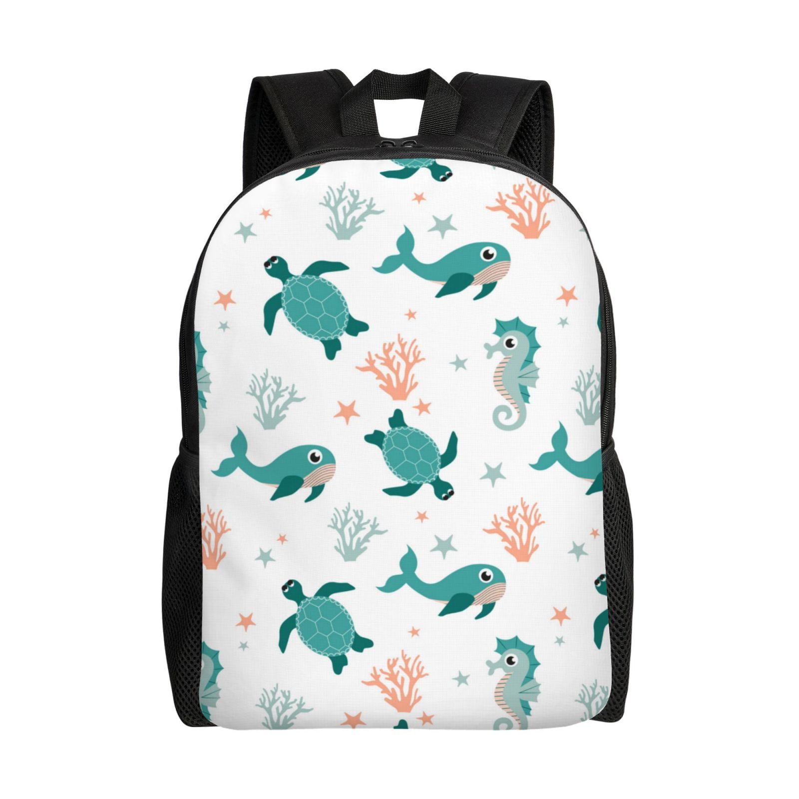 Honeii Turtles And Seahorses Print Laptop Backpack for Work, College ...