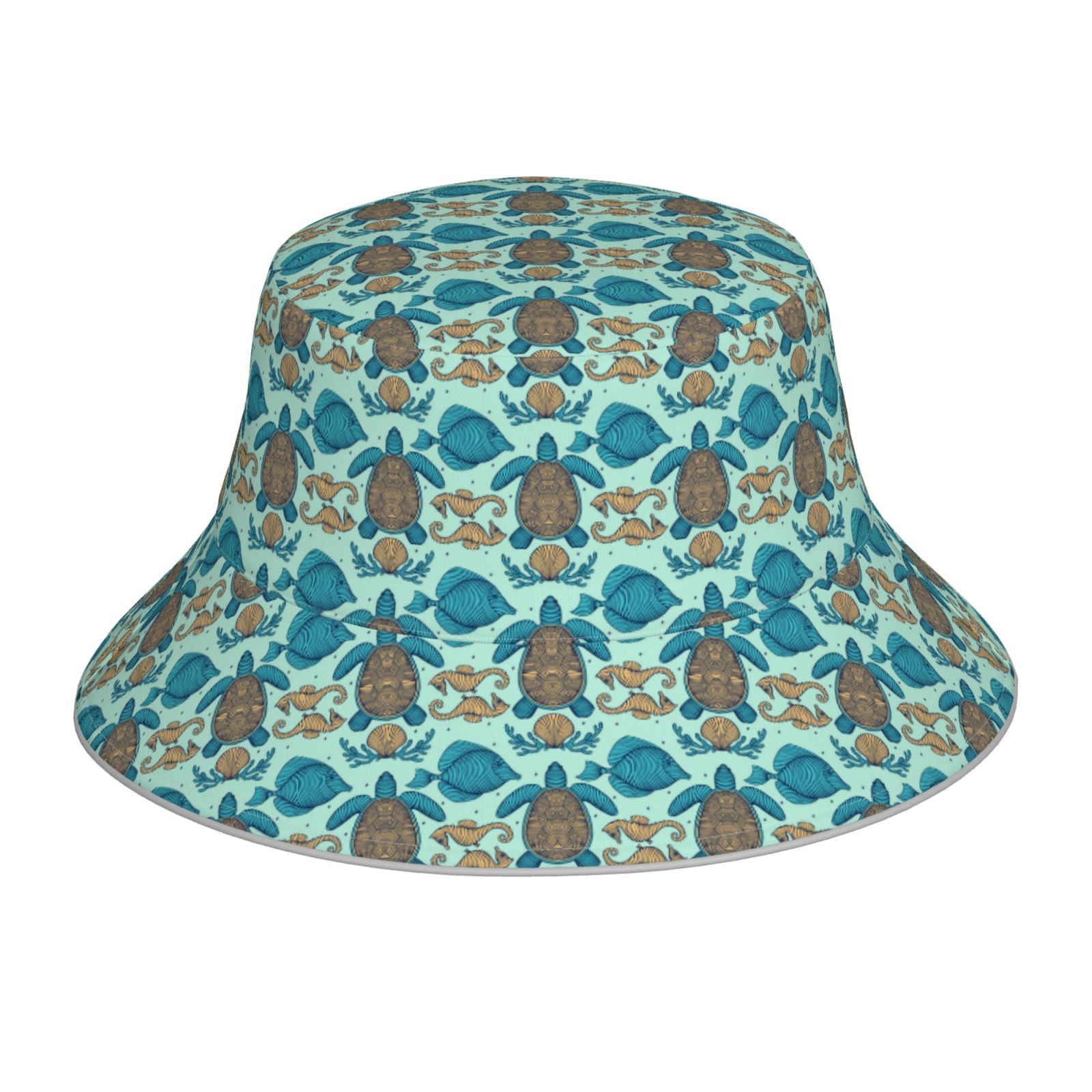 Honeii Turtles And Seahorses for Unisex Bucket Hat Waterproof Rain Hat ...