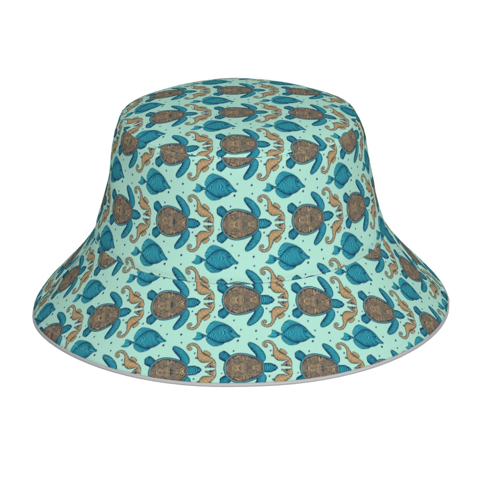 Honeii Turtles And Seahorses for Unisex Bucket Hat Waterproof Rain Hat ...